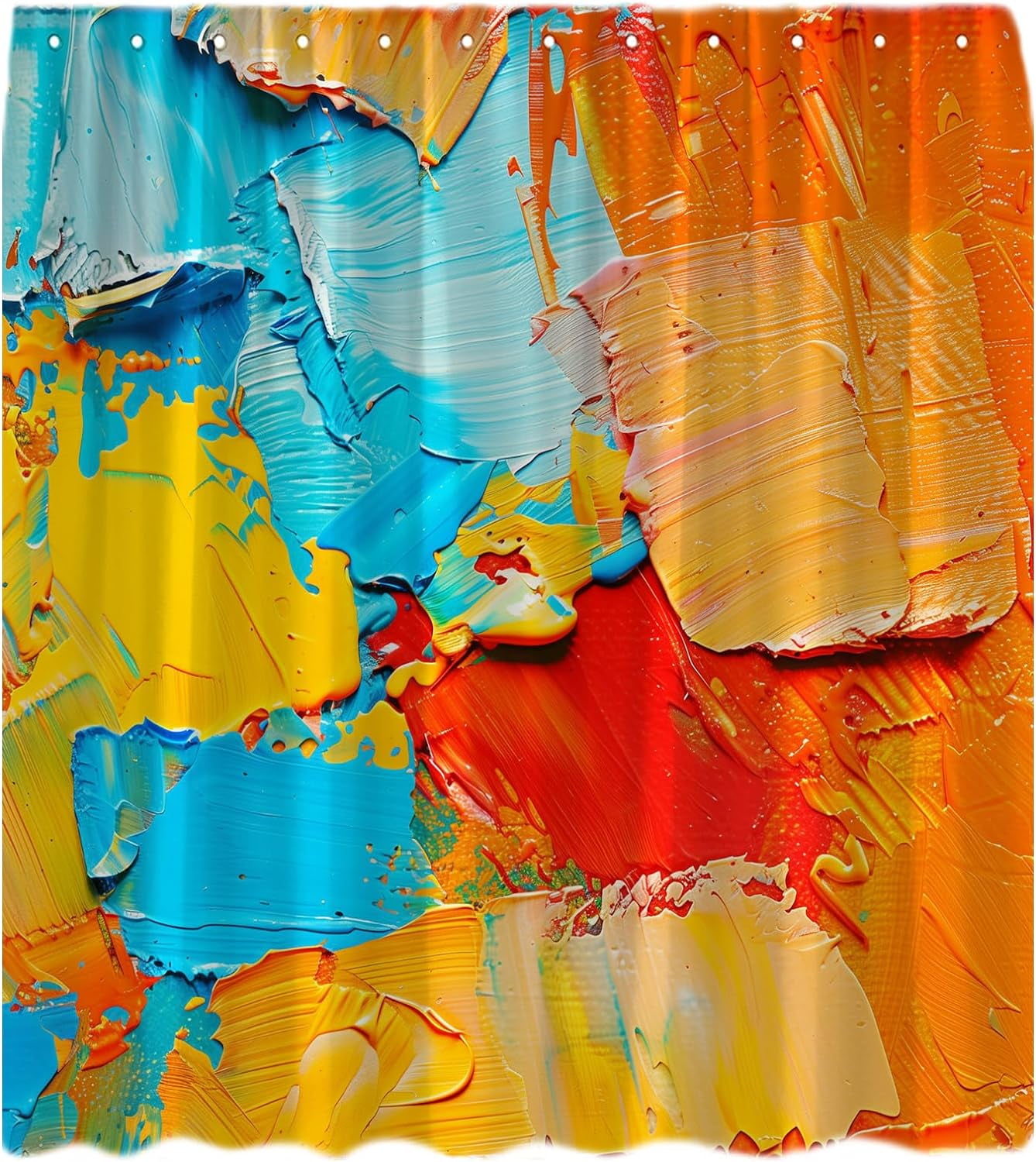 Teal Orange Modern Shower Curtain Burnt Orange Mustard Yellow Colorful ...