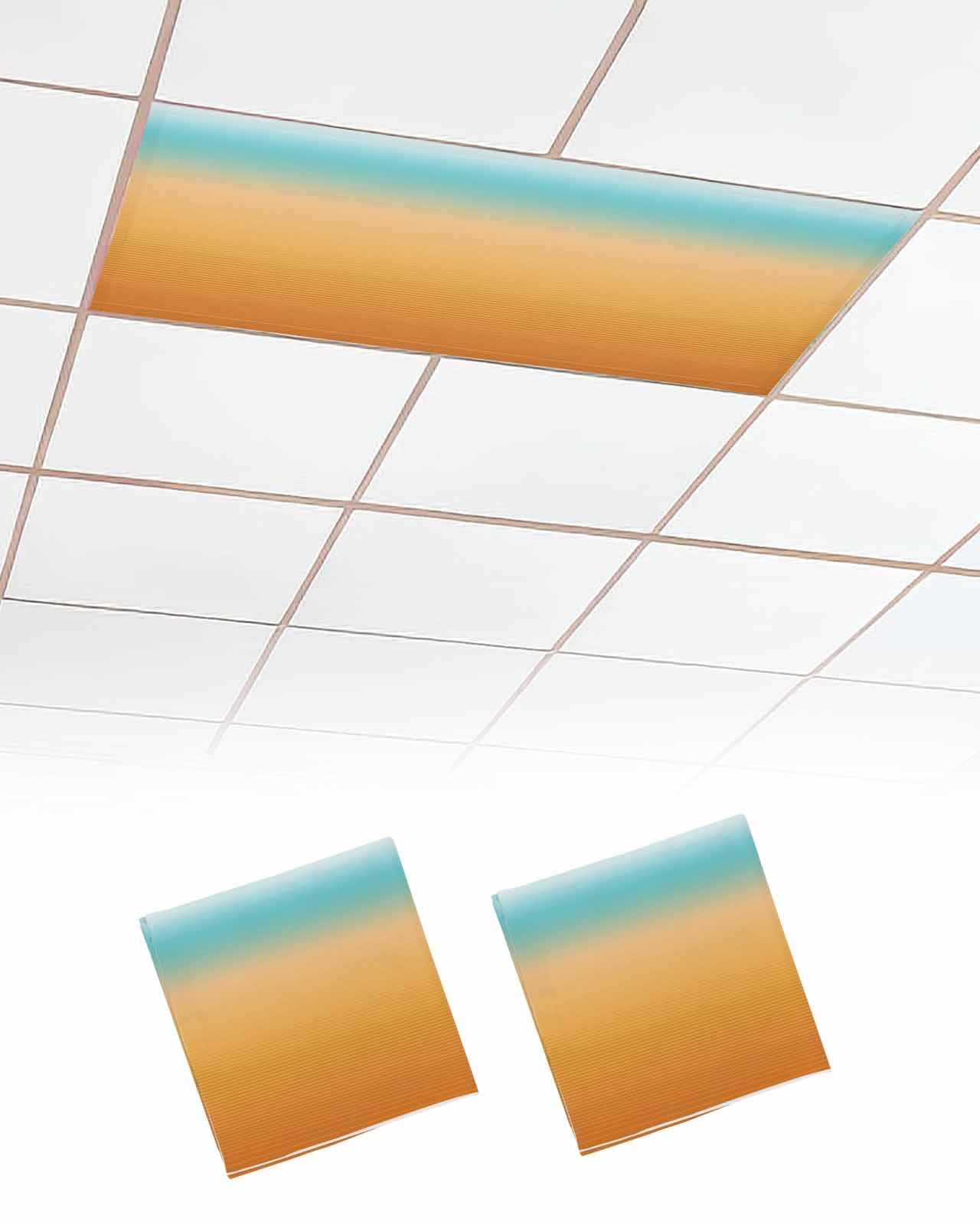 Teal Orange Ombre Fluorescent Light Covers for Ceiling Lights 4x2 feet ...
