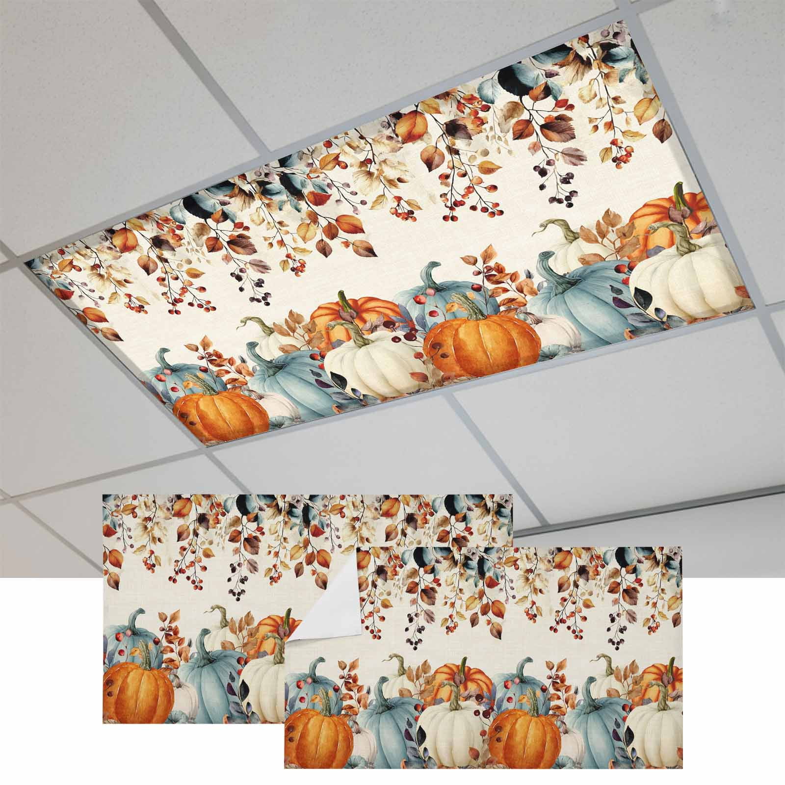 Teal Orange Pumpkins Fall Fluorescent Light Covers, Thanksgiving ...