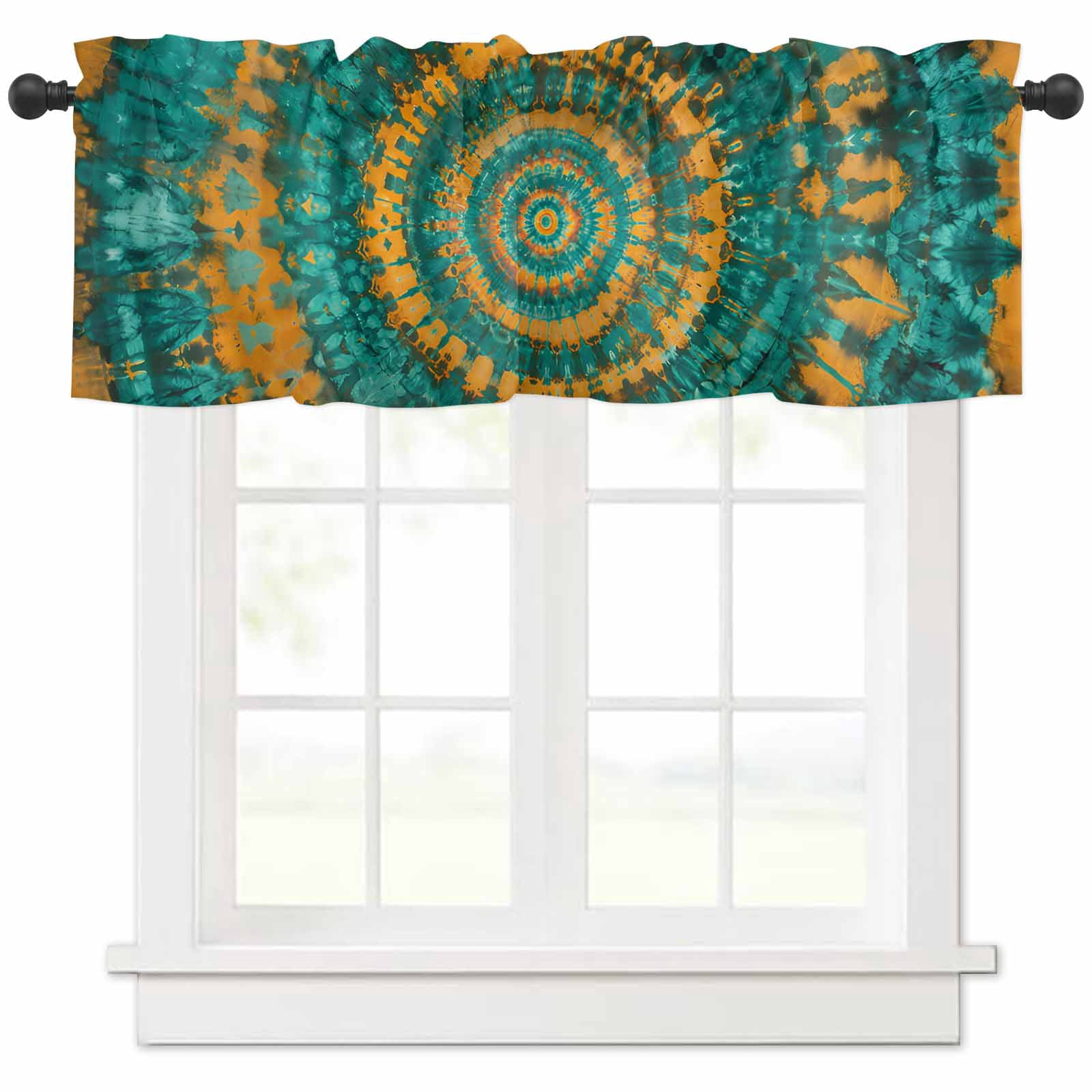 Teal Orange Valances for Windows Farmhouse Kitchen Curtains Valances ...