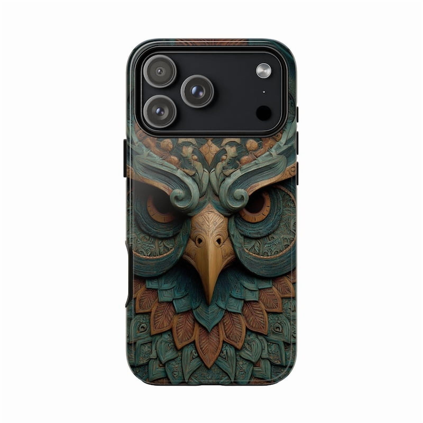 Teal Owl Totem Design Tough Case for iPhone 11,12,13,14,15,16,17Series ...