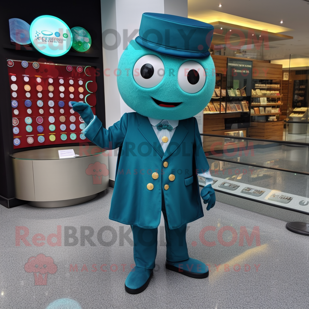 Teal Pho REDBROKOLY mascot costume character dressed with a Suit and ...