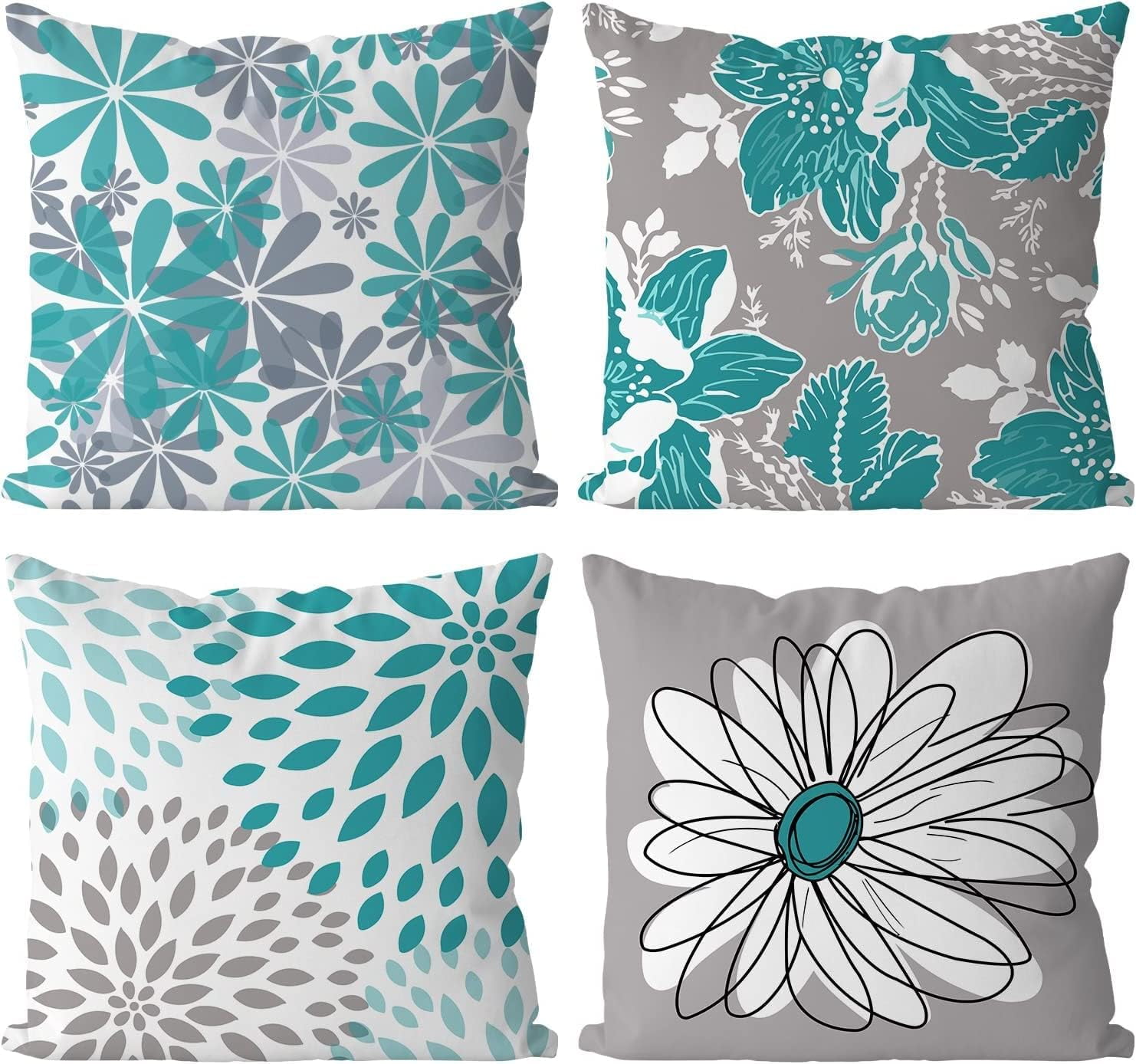 Teal Pillow Covers 20x20 Set of 4 Teal Decorative Throw Pillow Cover ...