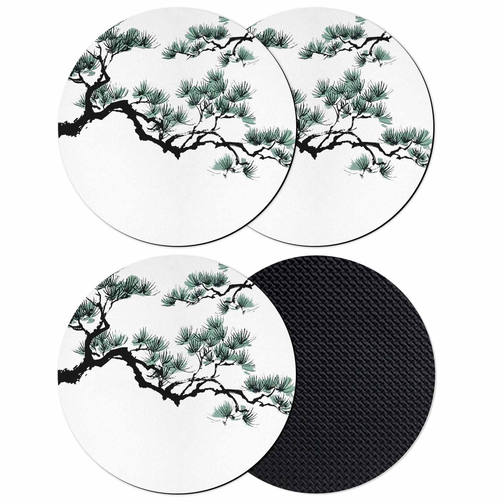 Teal Pine Tree Coasters Set of 4, Absorbent Coasters for Drinks ...