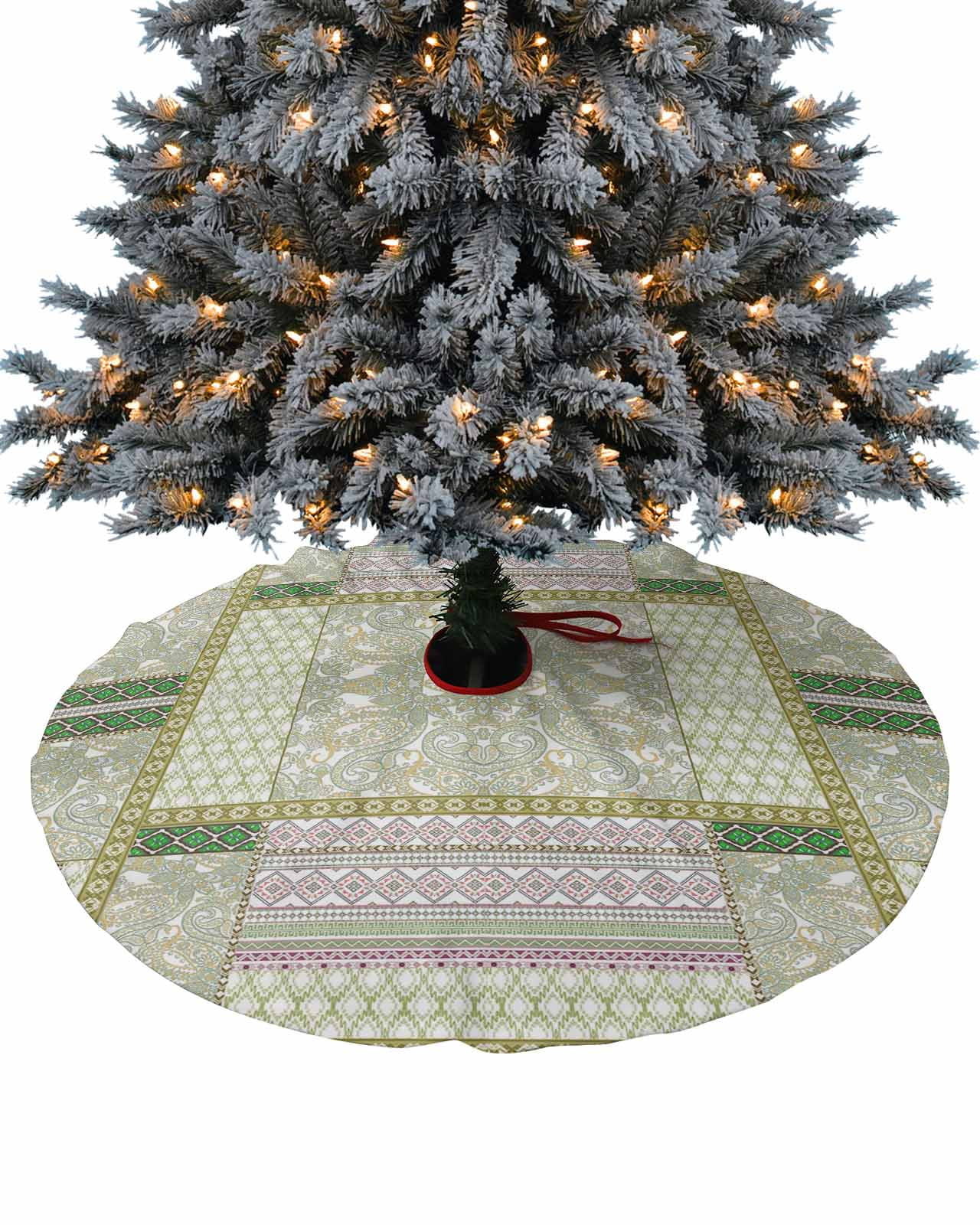 Teal Pink Peris Pattern Christmas Tree Skirt 36 Inches Large Christmas ...