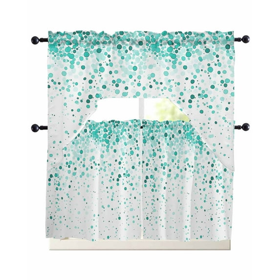 Teal Polka Dot Swag Valance and Tier Curtains Set Watercolor Teal ...