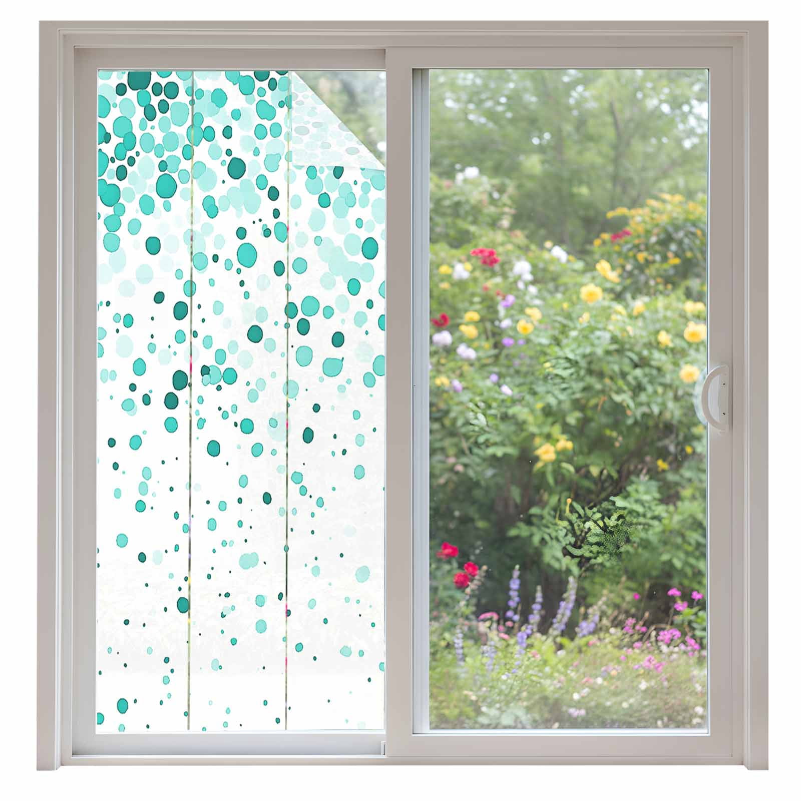 Teal Polka Dot Window Privacy Film Watercolor Teal Gradient Abstract ...