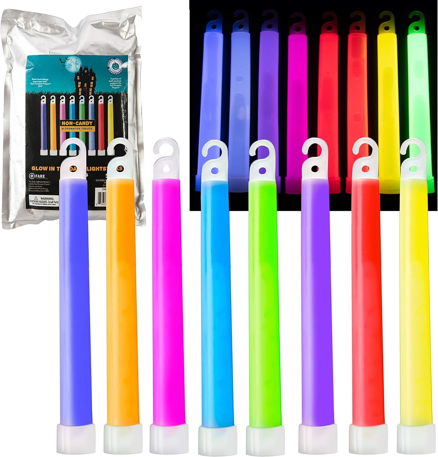 6" Glow Sticks (24 Pack) Multicolor Necklace w Lanyards- 8 Colors ...