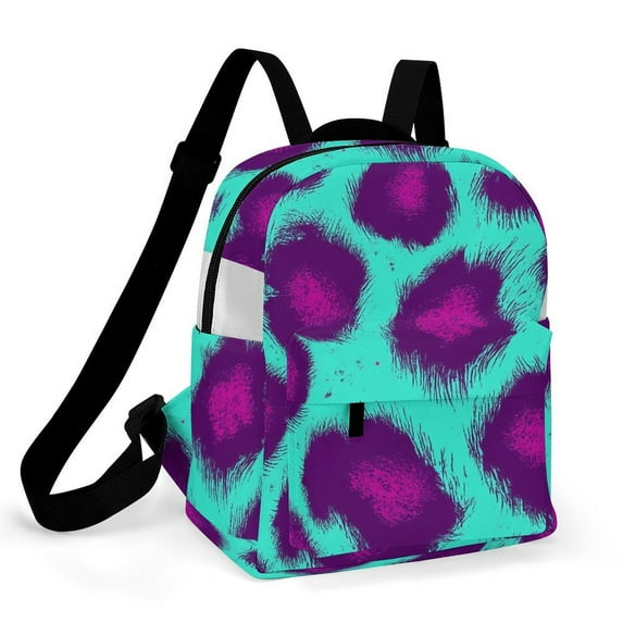Teal Purple Animal Print Pattern Small Backpack Cute Mini Backpacks For ...