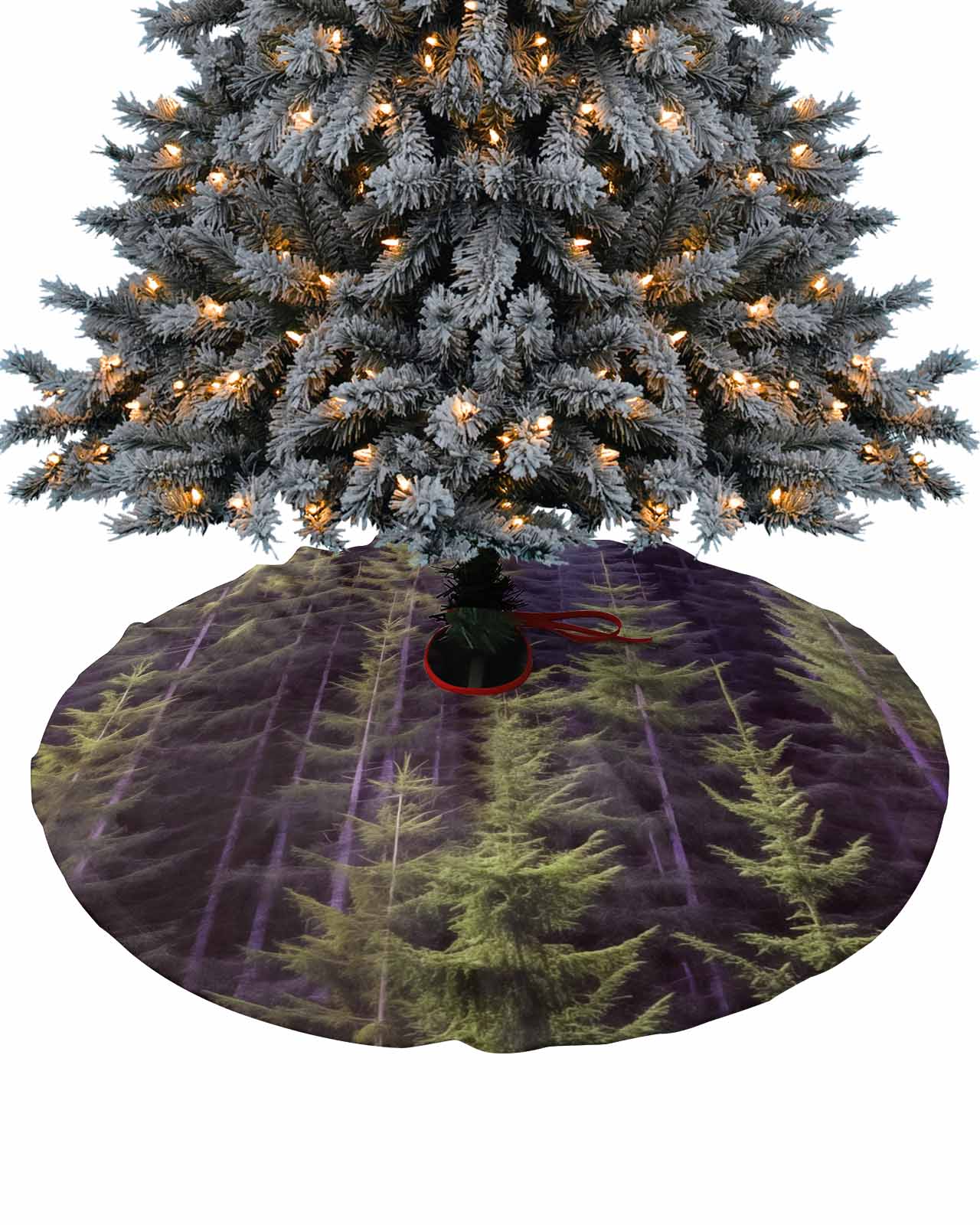 Teal Purple Forest Christmas Tree Skirt 48 Inches Large Christmas Skirt ...