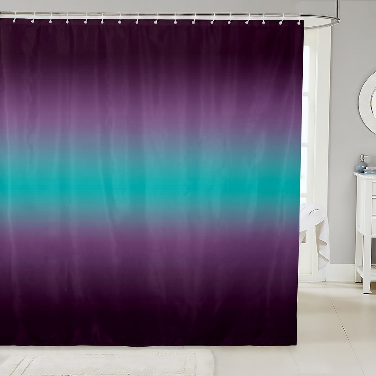 Teal and Purple Gradient Shower Curtain Rainbow Girls Bathroom Shower ...