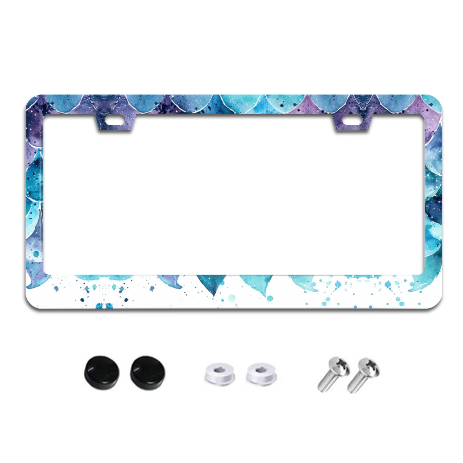 Teal Purple Mermaid Scales License Plate Frames for Women Men Car Plate ...