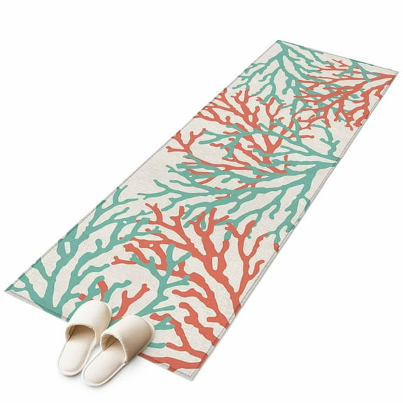 Coastal Beach Floral Runner Rug 2x6 FT,Non Slip Hallway Rugs,Spring ...