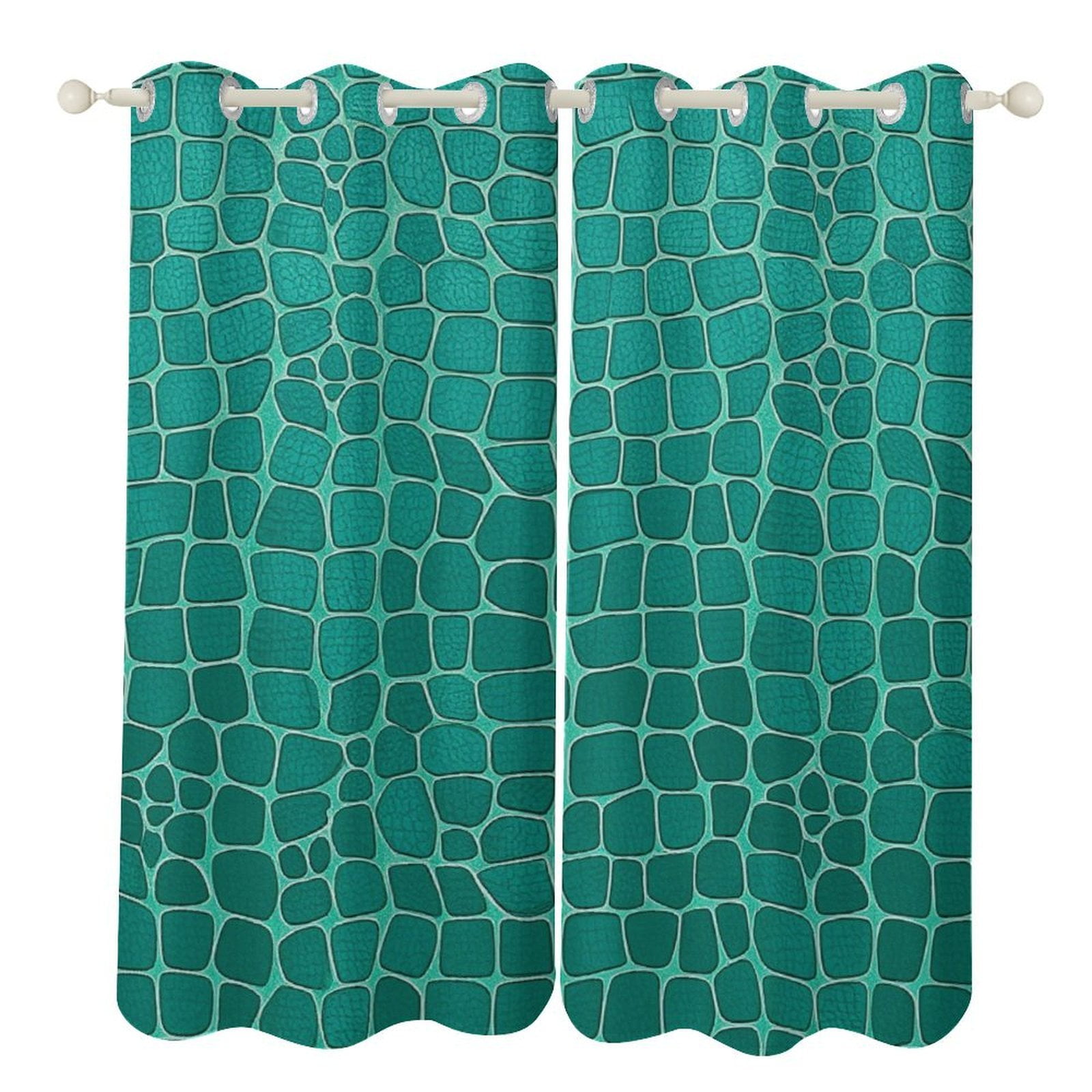 Teal Reptile Skin Curtains Outdoor Decor Curtain Panels With Grommets ...