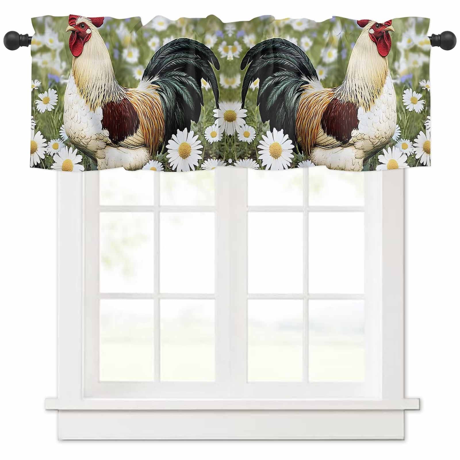 Teal Retro Butterfly Valances for Windows Farmhouse Kitchen Curtains ...