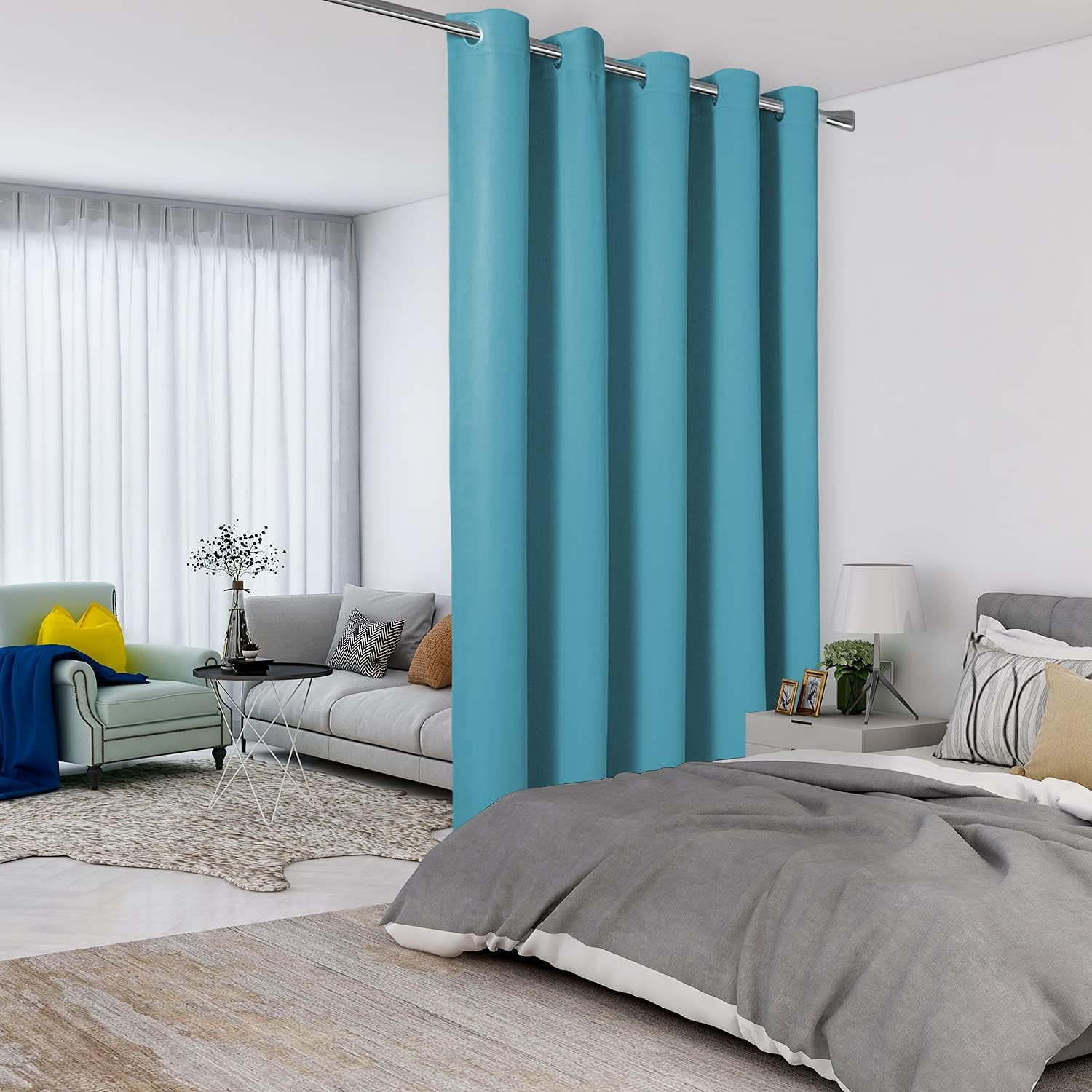 Teal Room Divider Curtains - Total Privacy Wall Room Divider Screens ...