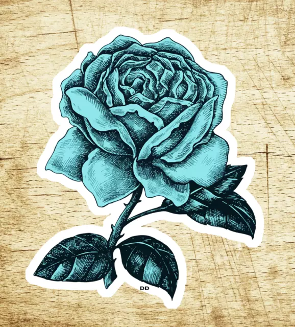 Teal Rose Decal Sticker Roses Tattoo Vintage Sticker Phone Decal Water ...