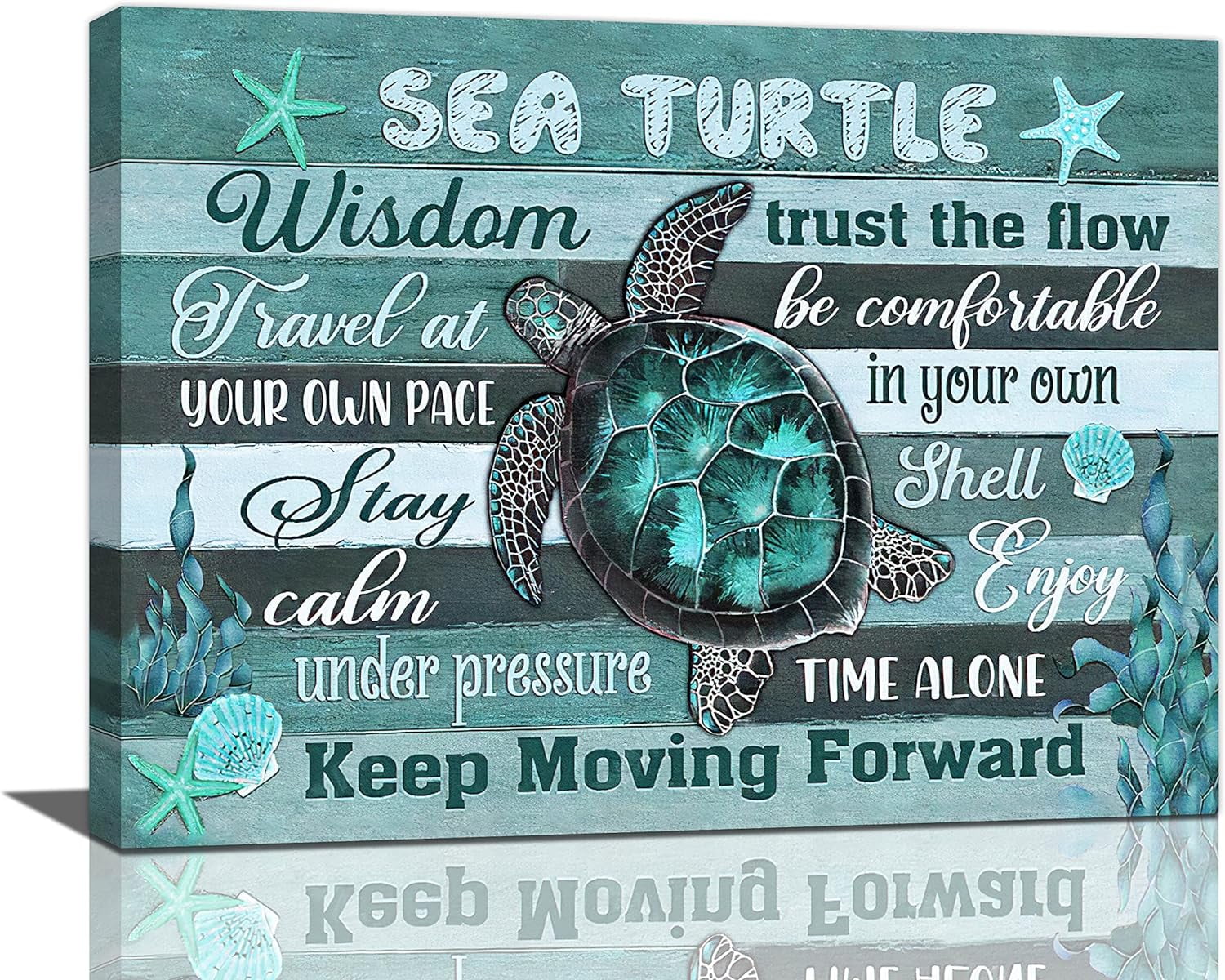 Teal Sea Turtle Bathroom Decor Wall Art Sea Turtle Wisdom Inspirational ...