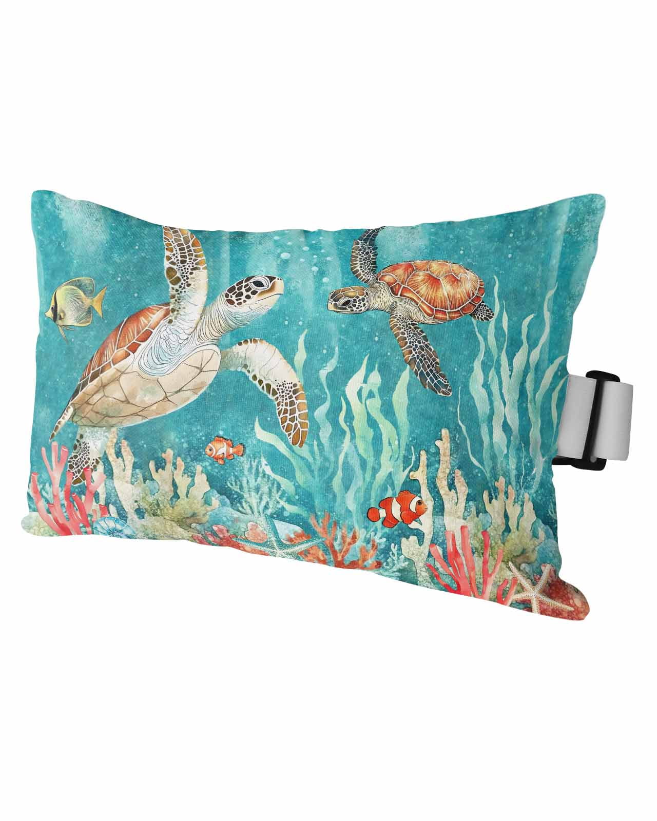 Teal Sea Turtle Outdoor Head Resting Pillows with Insert Retro Ocean ...