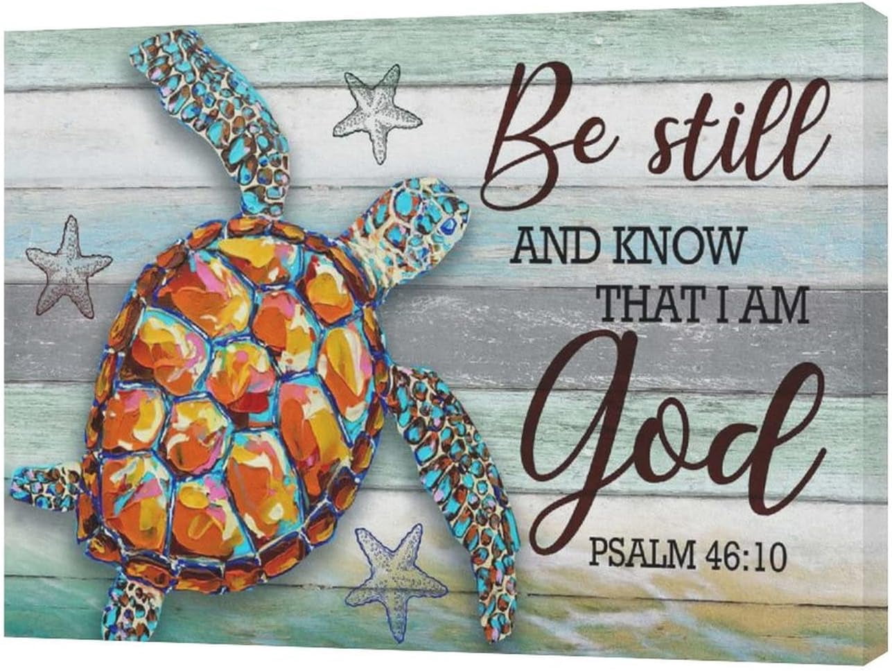 Teal Sea Turtle Wall Art God Jesus Bible Psalm Pictures Wall Decor ...
