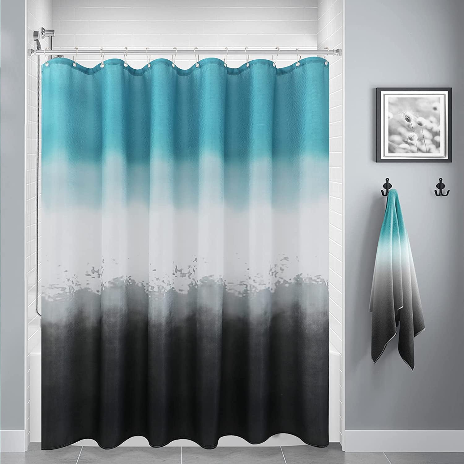 Teal Shower Curtain Grey and Teal Shower Curtain for Bathroom Turquoise ...