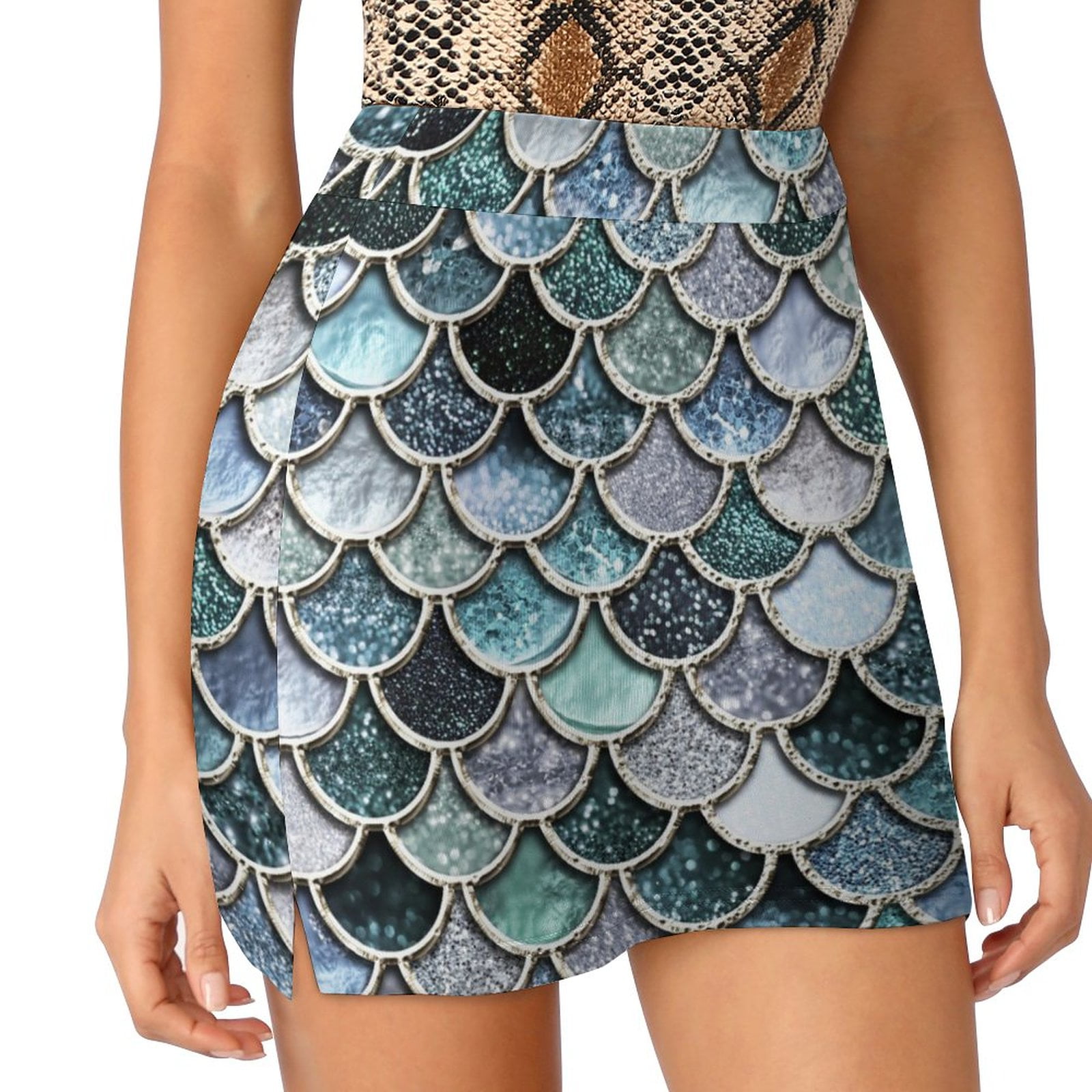 Teal Silver and Green Sparkle Faux Glitter Mermaid Scales Light Proof ...