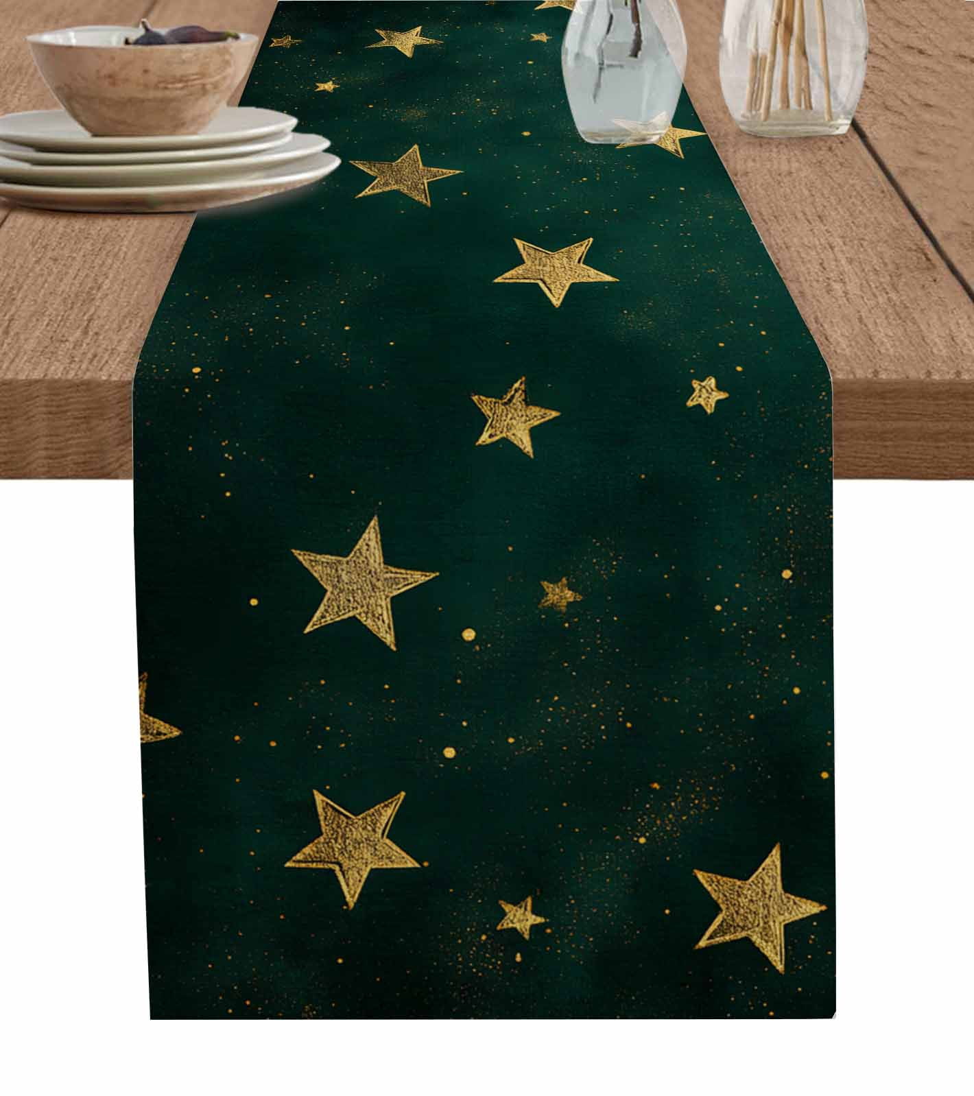 Teal Stars Table Runner 48 Inches, Elegant Art Sky Star Bed Runner ...