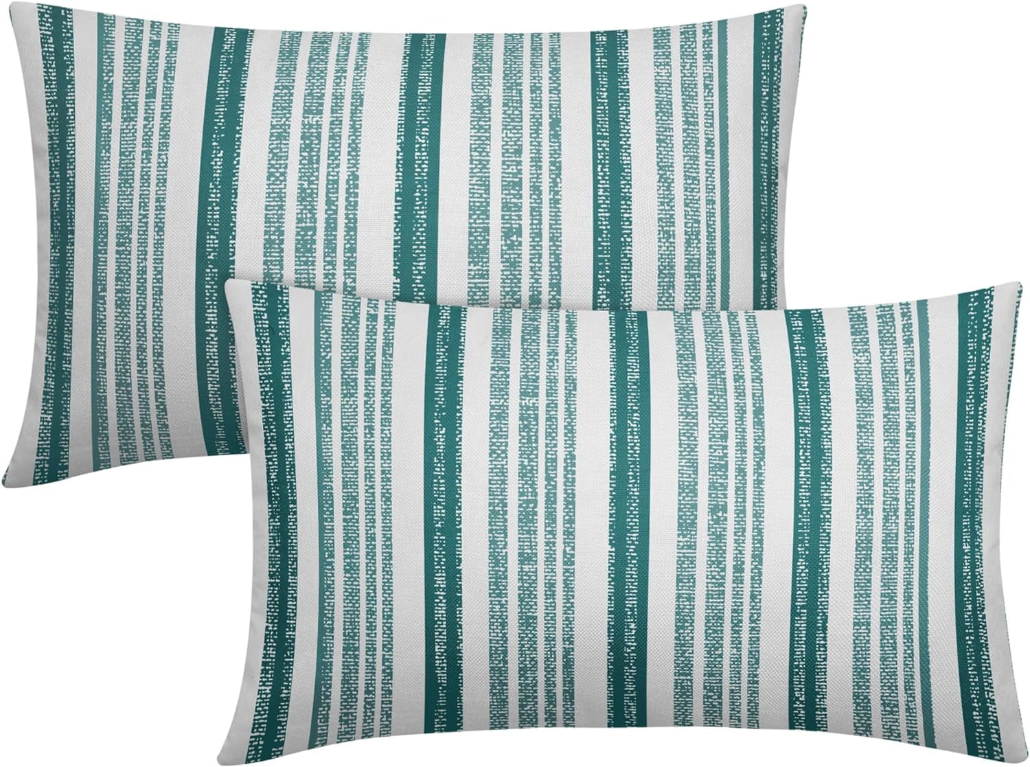 Teal Striped Lumbar Pillow Covers 12x20 Set of 2 Modern Stripes ...