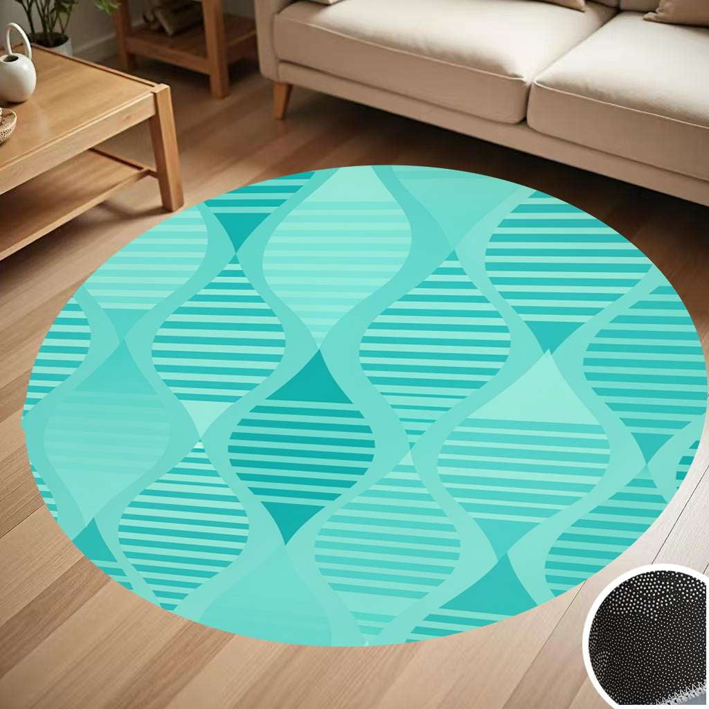 Teal Striped Teardrop Pattern Round Carpet Living Room Bedroom Home ...