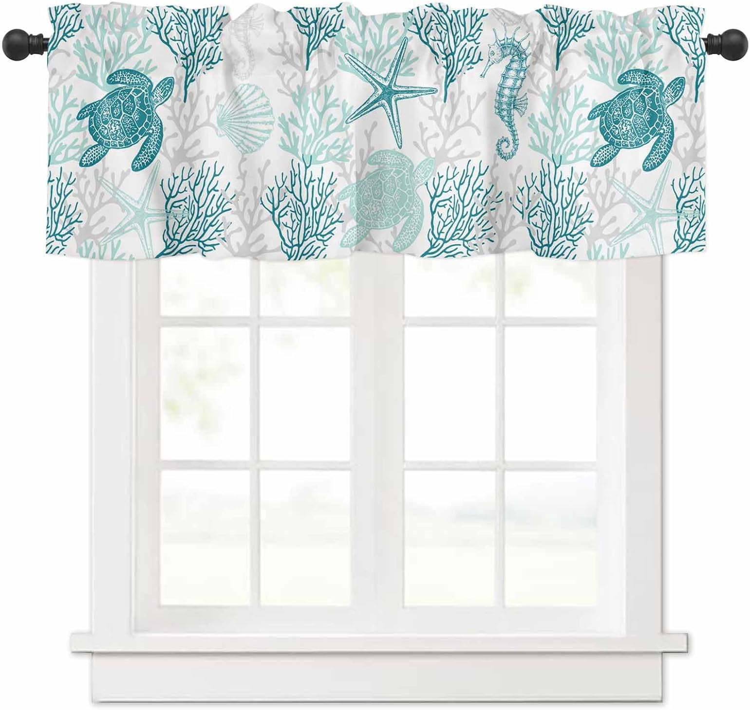 Teal Stripes Valances Window Treatment Farmhouse Decor, Vintage Teal ...