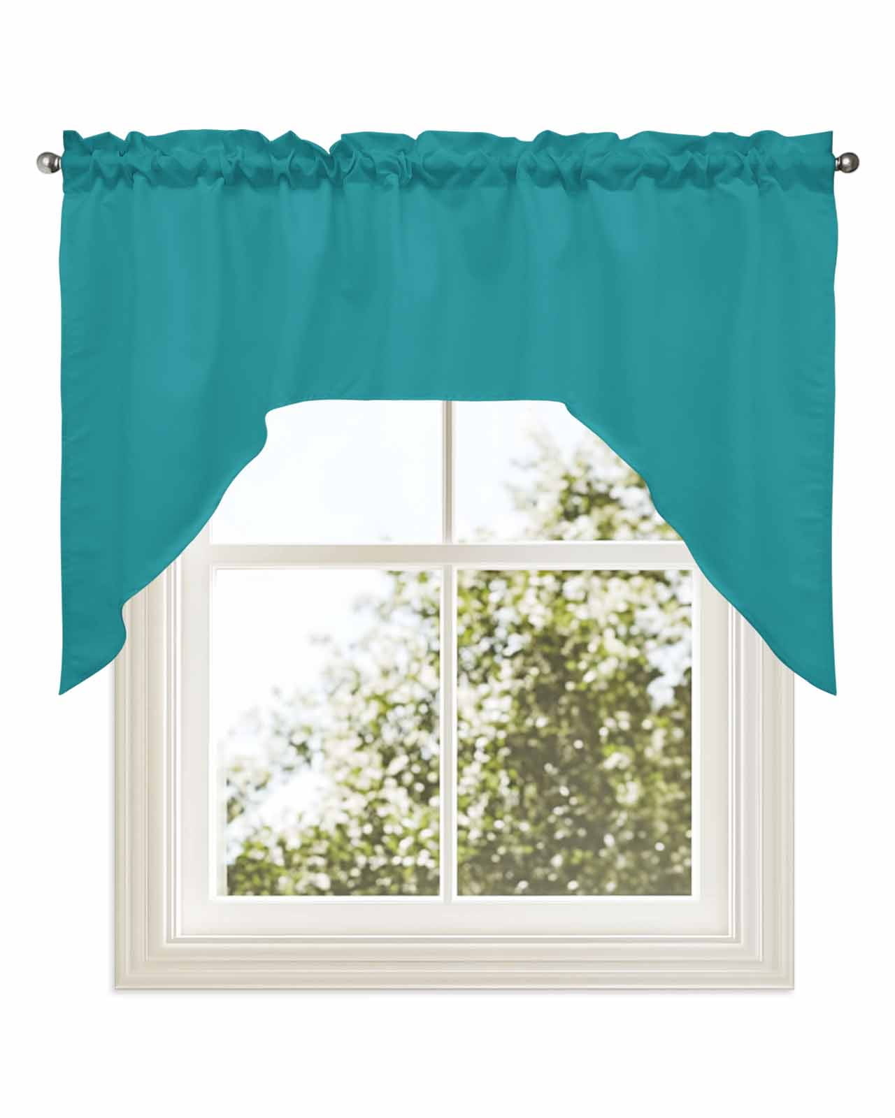 Teal Swag Valance for Windows 56'' x 36'', Turquoise Pure Teal Light ...