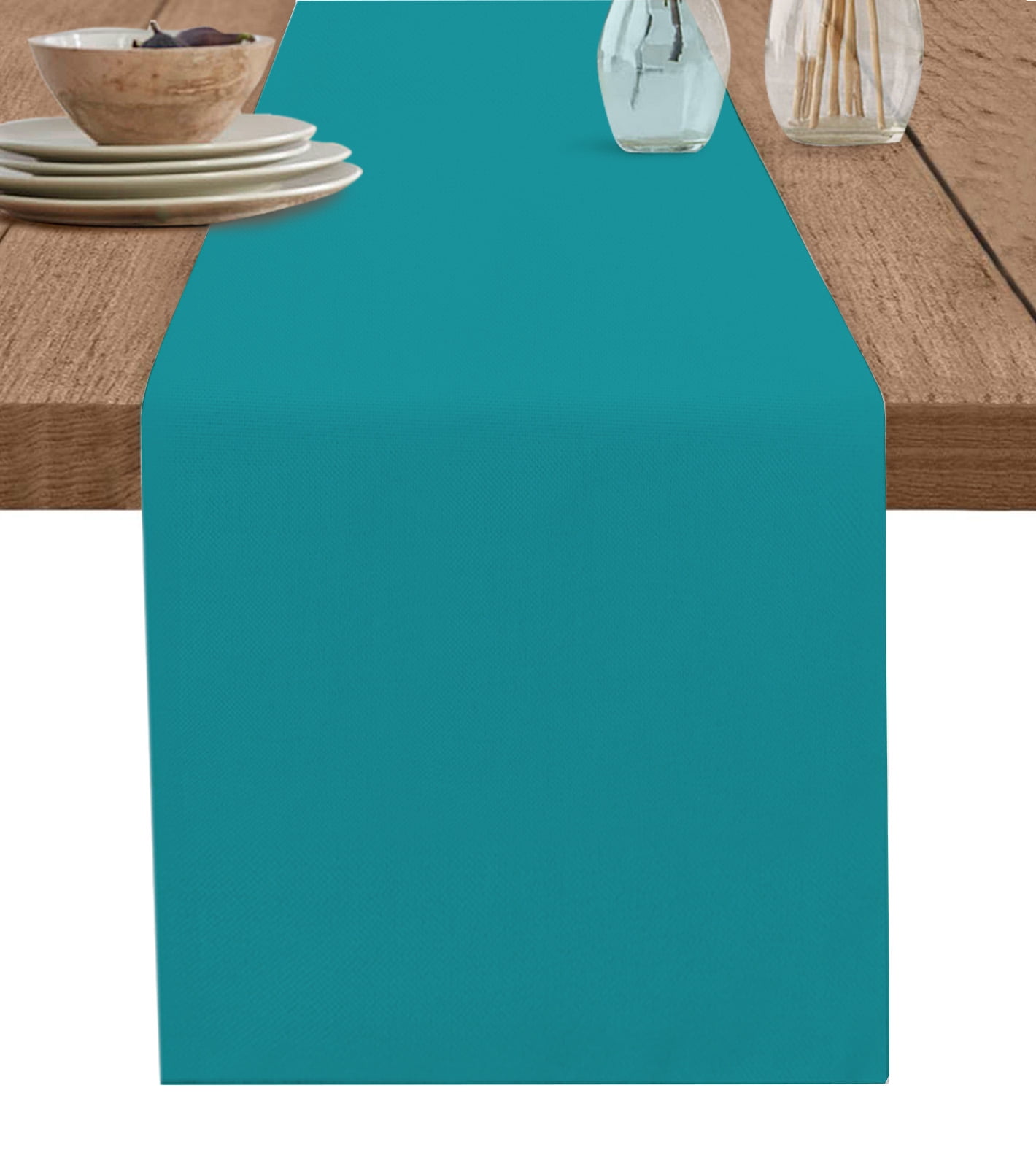Teal Table Runner Turquoise Pure Teal Tablerunners 13 x 108 Inch, Table Decorations Tabletop ...