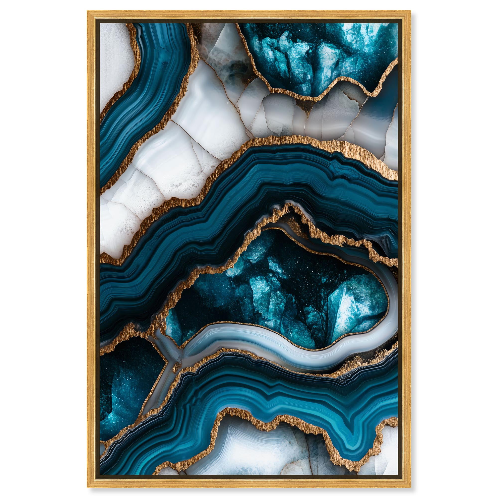 Teal Tectonic III Canvas Blue Geode Wall Art by Art Remedy, Gold Frame ...