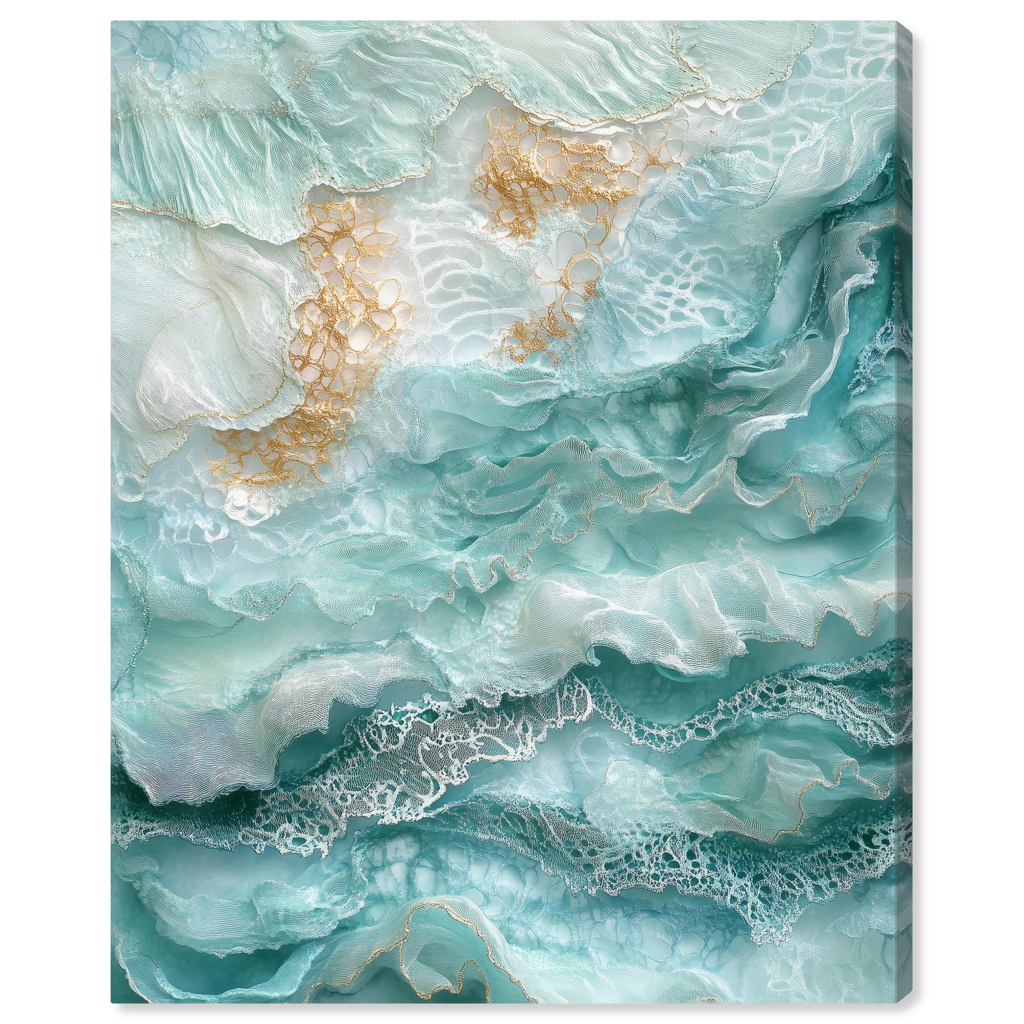 Teal Tiered Turbulence Canvas Teal Abstract Art by Art Remedy, Gallery Wrapped, 24 x 30 ...