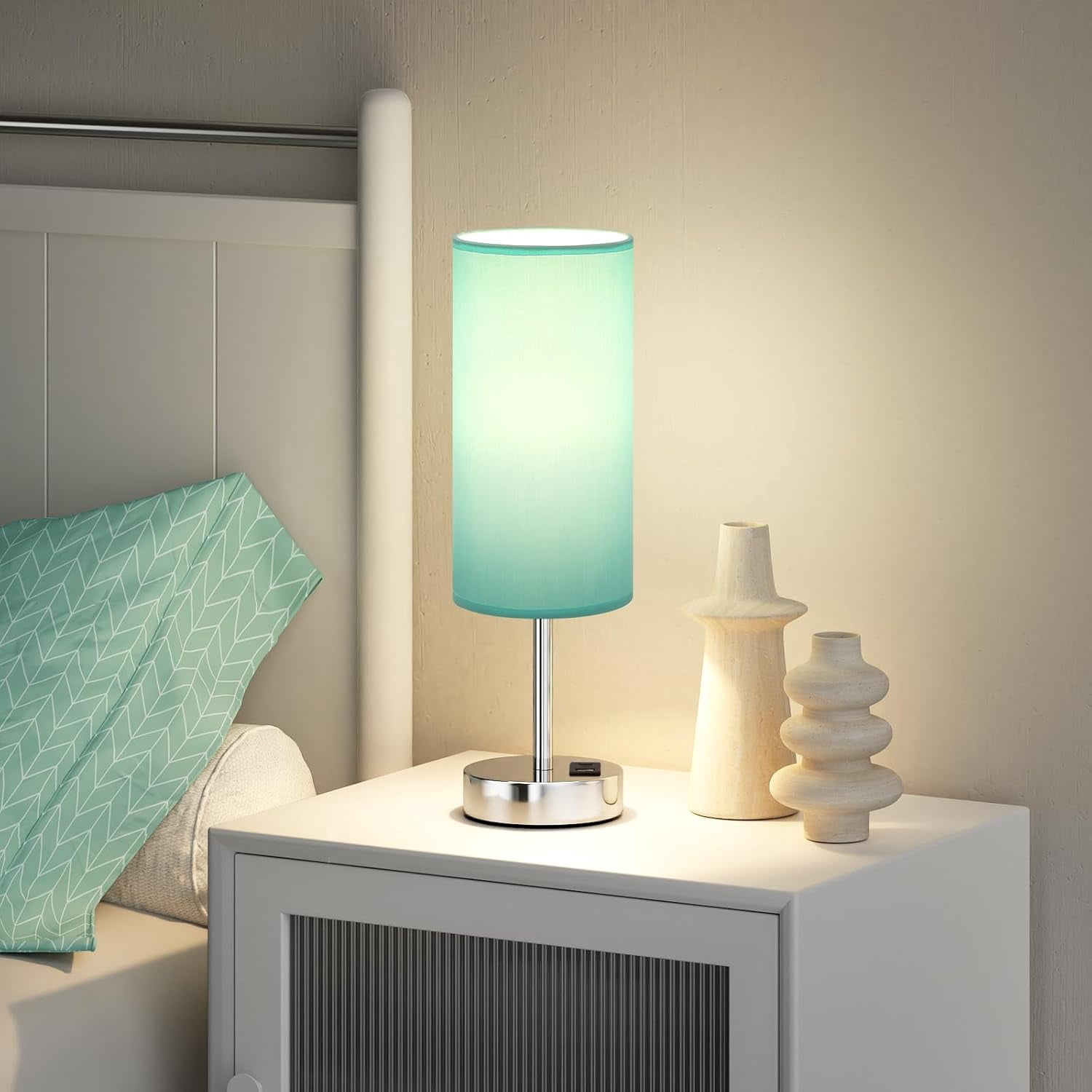 Teal Touch Bedside Lamps for Bedroom - Small Coastal Nightstand Lamp ...