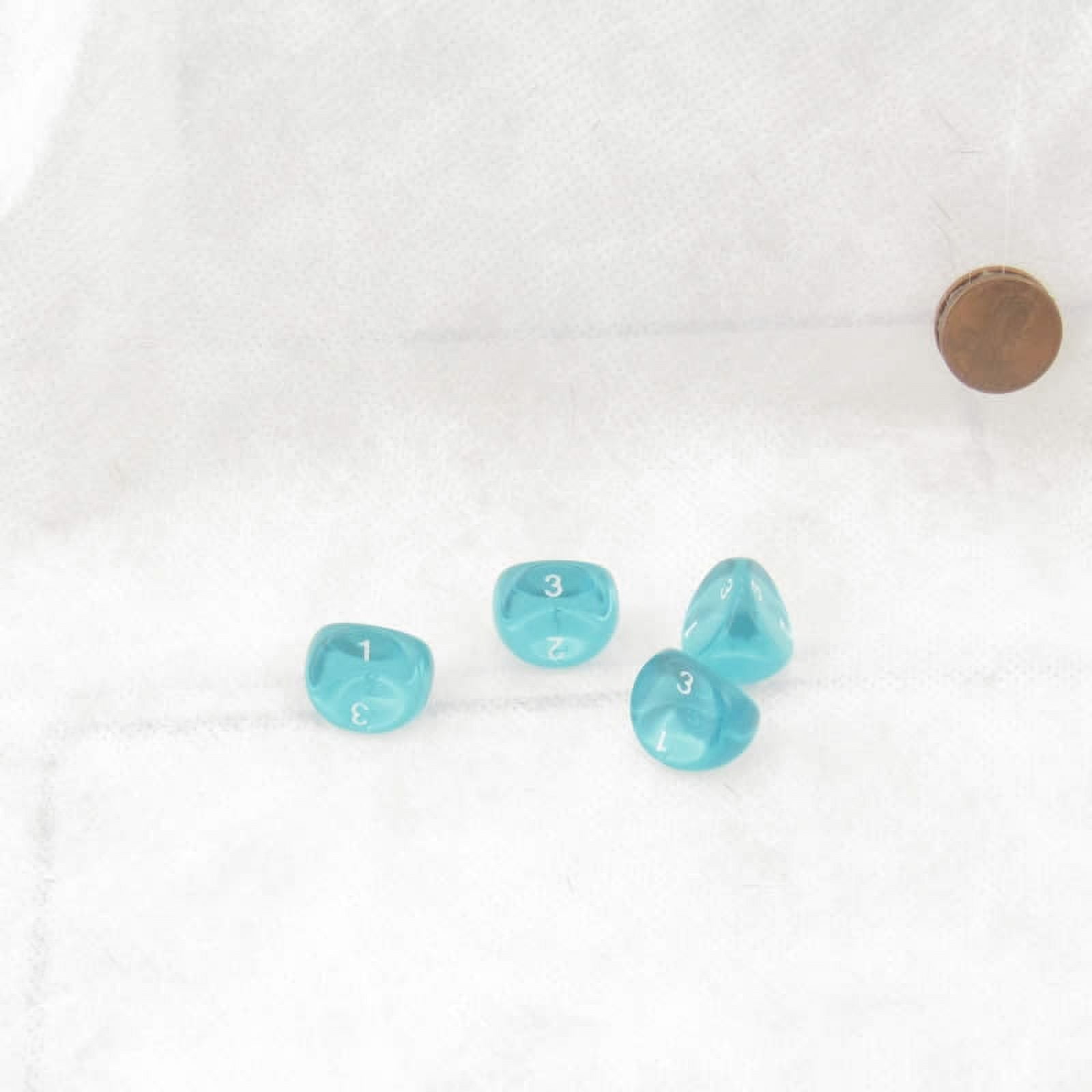 Teal Translucent Dice with White Numbers D3 Aprox 15mm (19/32in) Pack ...