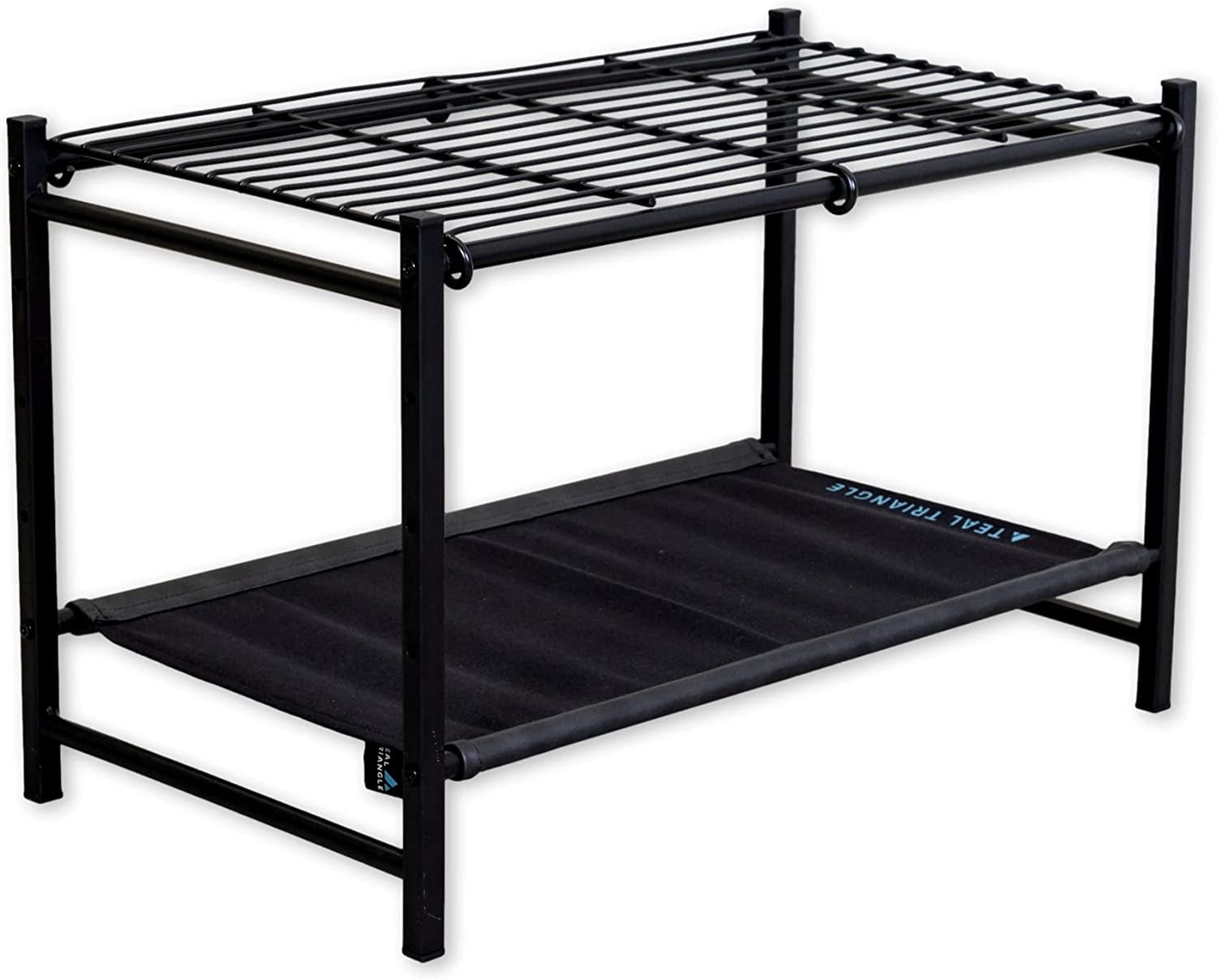 Teal Triangle Aspen Freestanding Shoe Rack Storage Organizer | Sturdy Two-Tier Shoe Caddy for ...