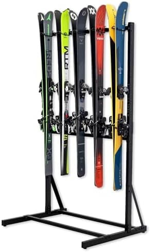 Teal Triangle Freestanding Ski Storage Rack for Garage, 5 Ski and Pole ...