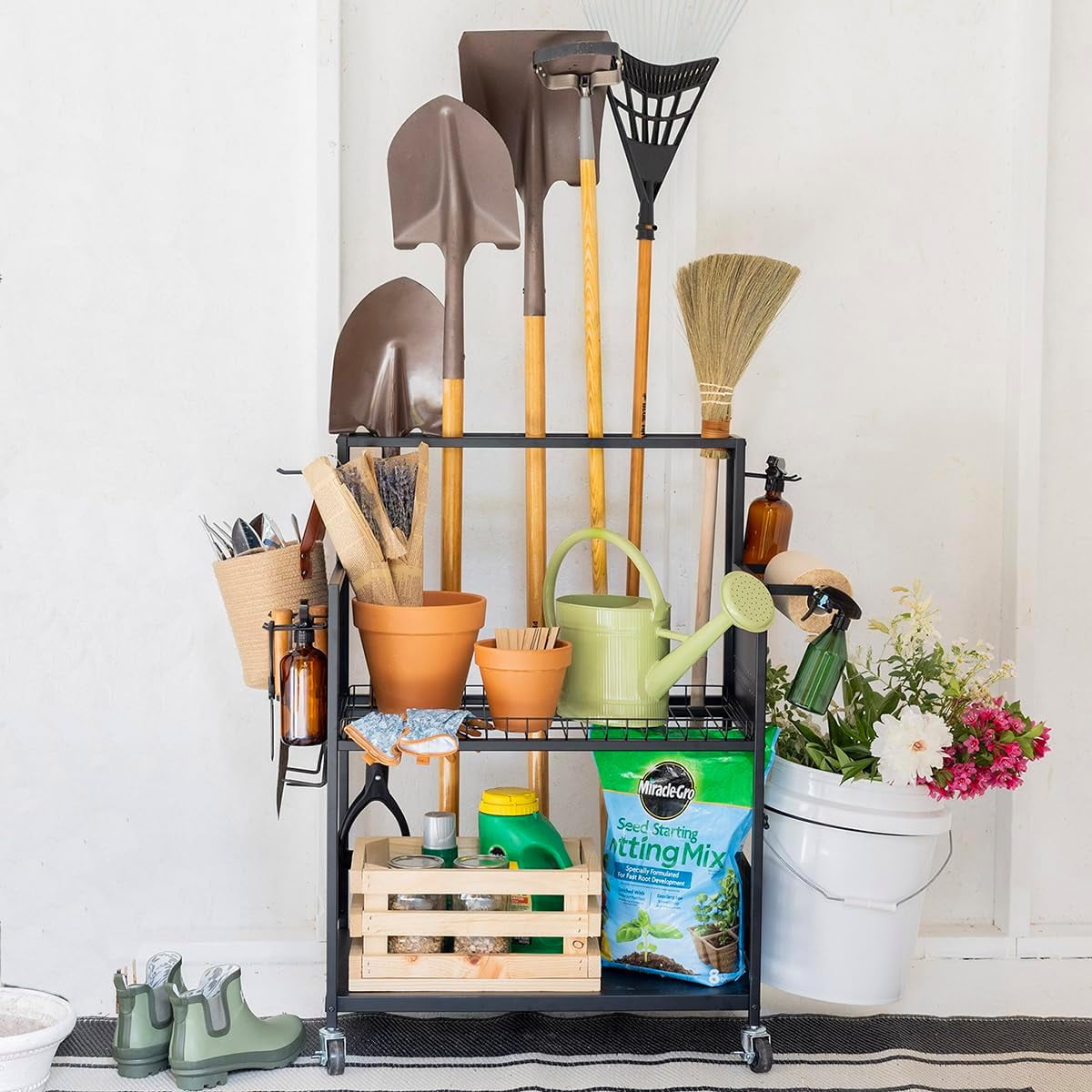 Teal Triangle Freestanding Tool Organizer, Heavy Duty Garage Storage ...