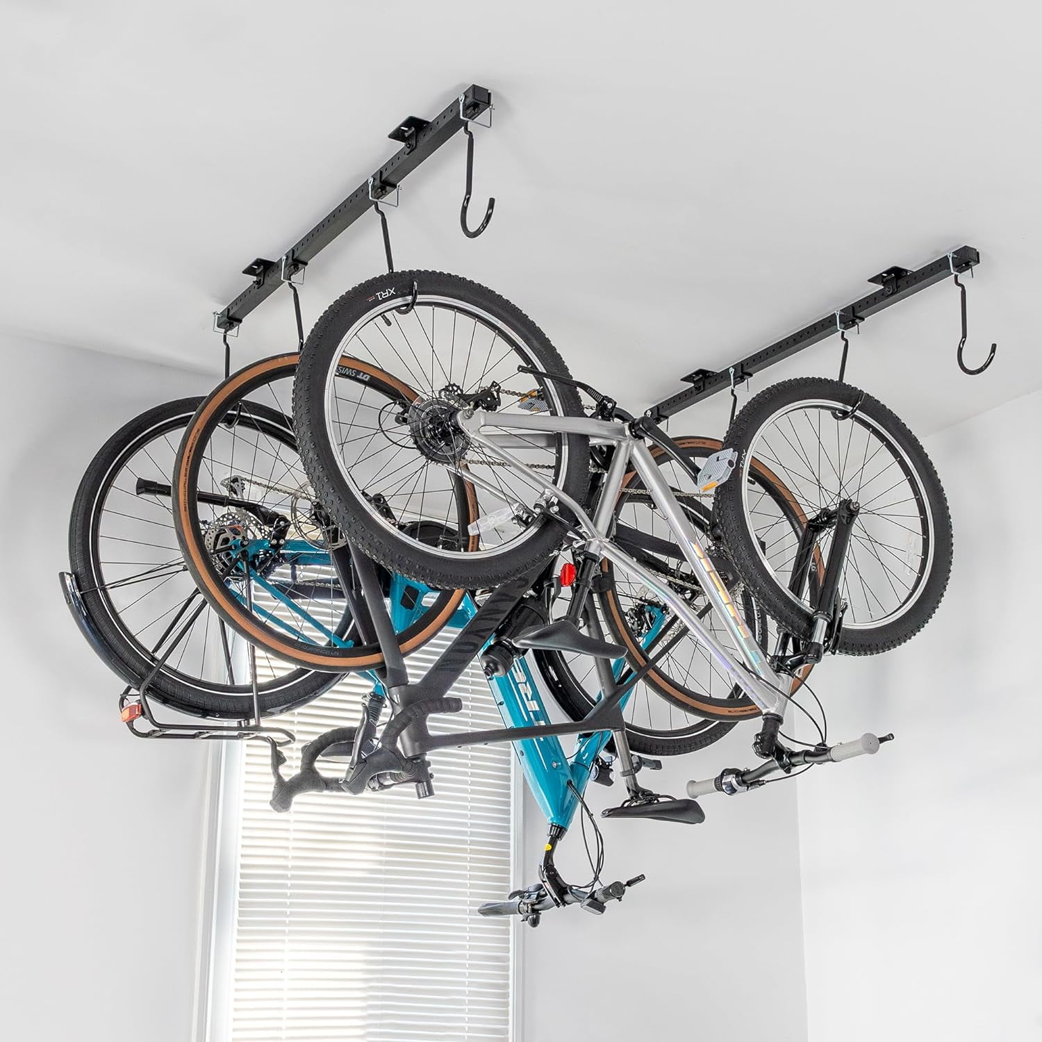 Teal Triangle G-Bike Ceiling Mounted Bike Rack, Indoor Garage Storage ...