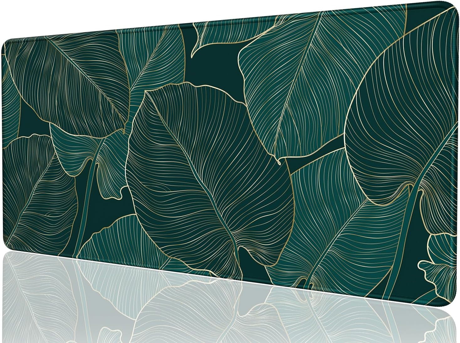 Teal Tropical Leaves XXL Gaming Mouse Pad 32" x 16" Desktop Decor, Cute ...