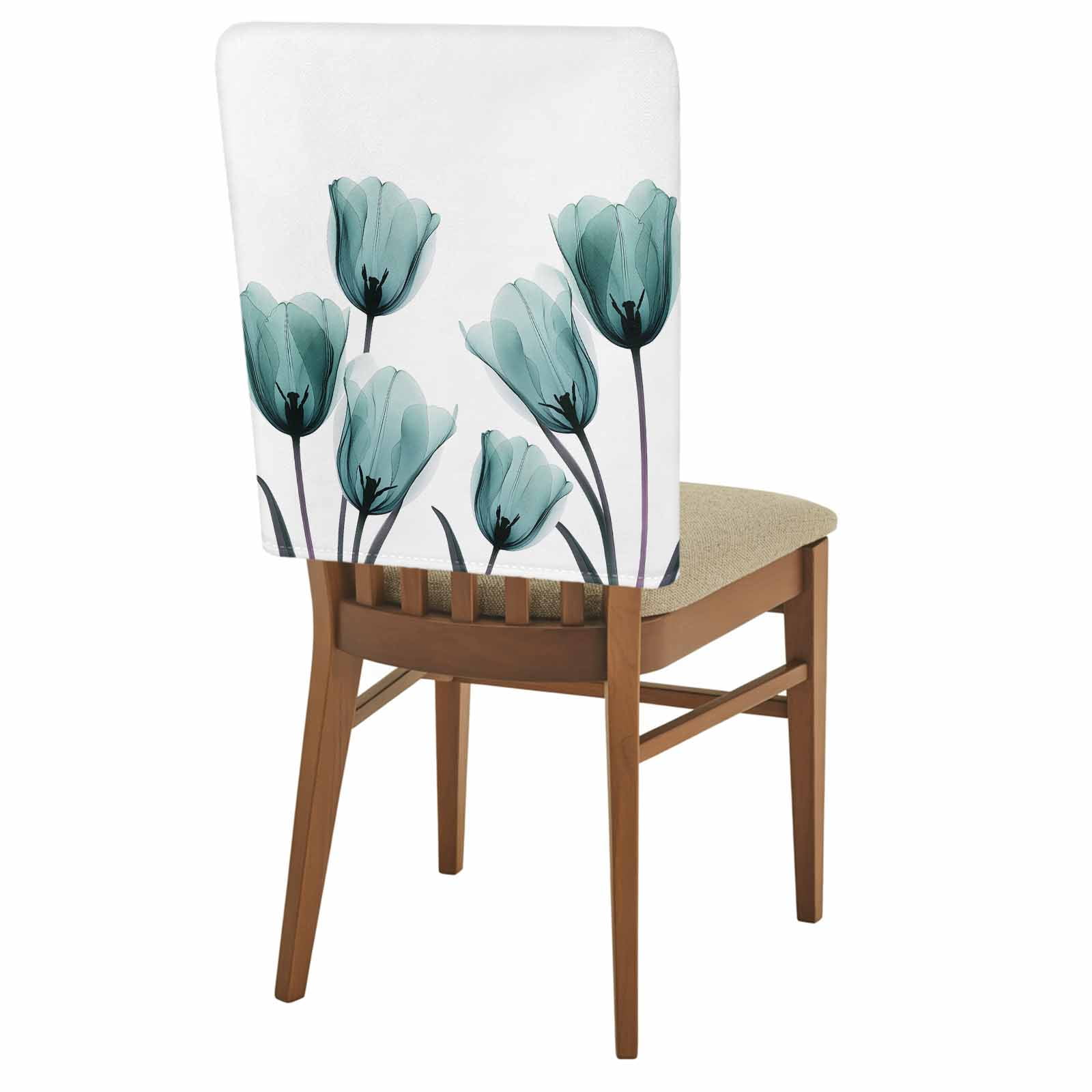 Teal Tulip Chair Back Covers Set of 6, X-ray Flower Transparent Floral ...