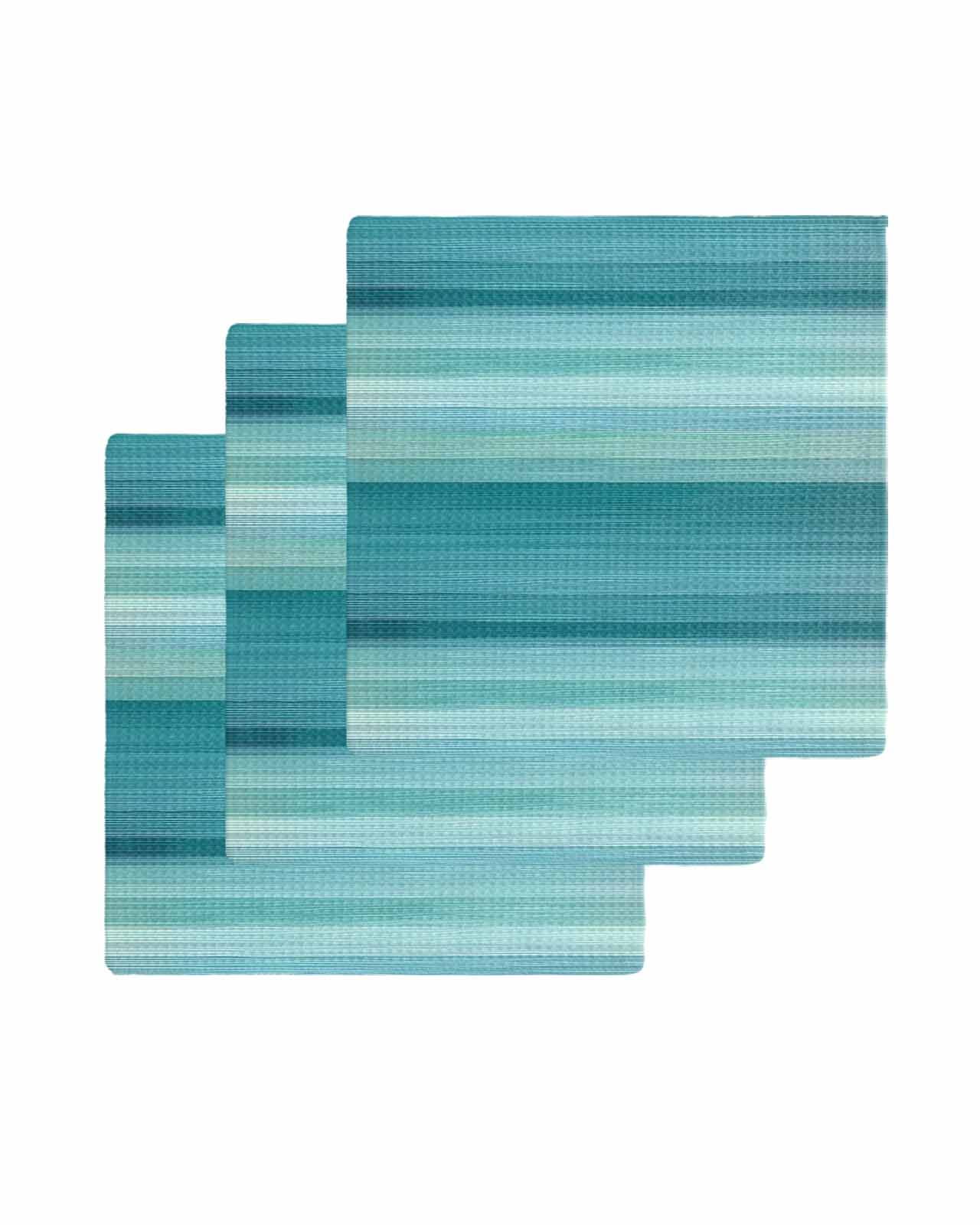 Teal Turquoise Aqua Ombre Kitchen Dish Towels for Drying Dishes Set of 3, Contemporary Abstract ...