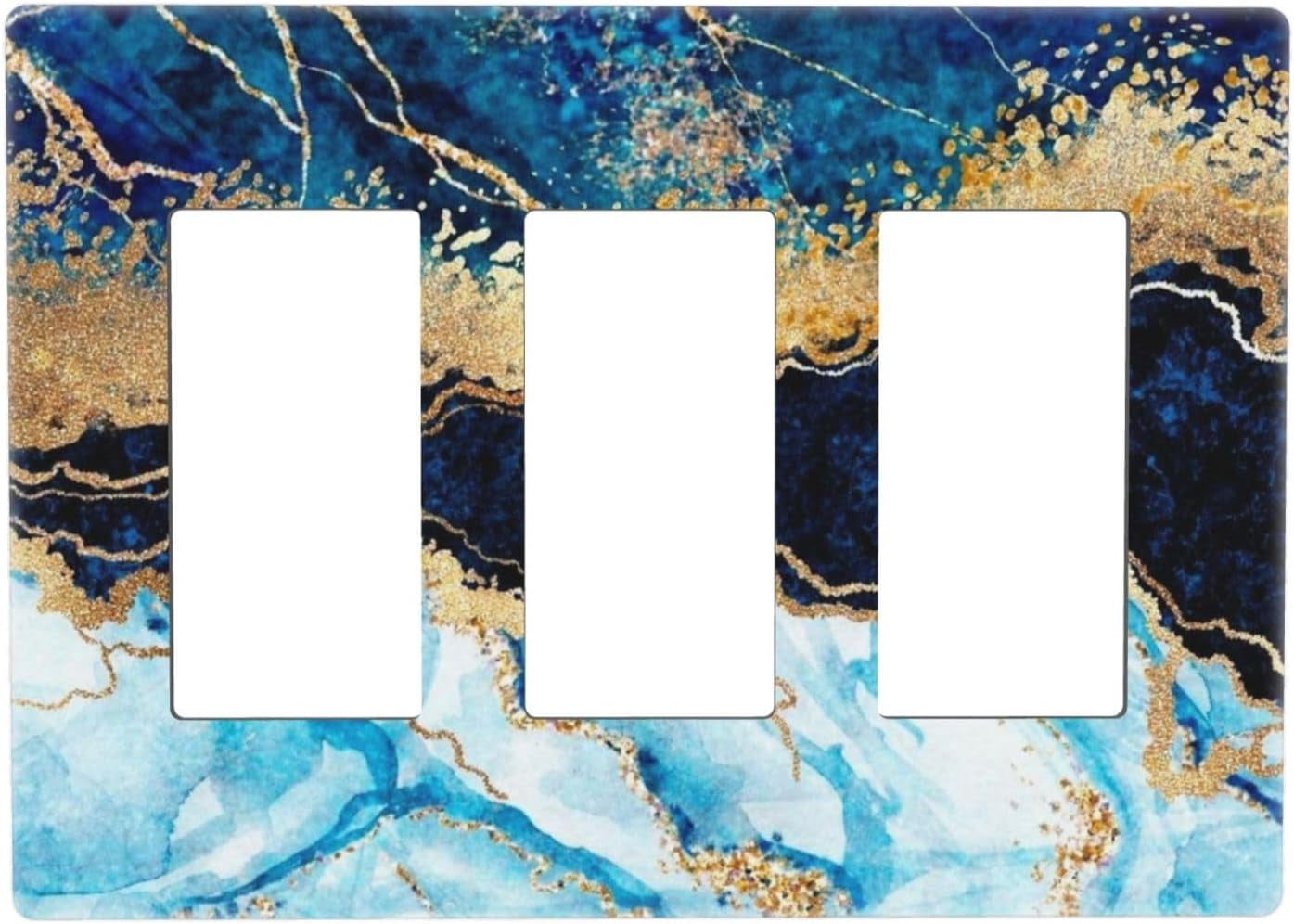 Teal Turquoise Blue Golden Marble 3 Gang Triple Rocker/decorator Light ...