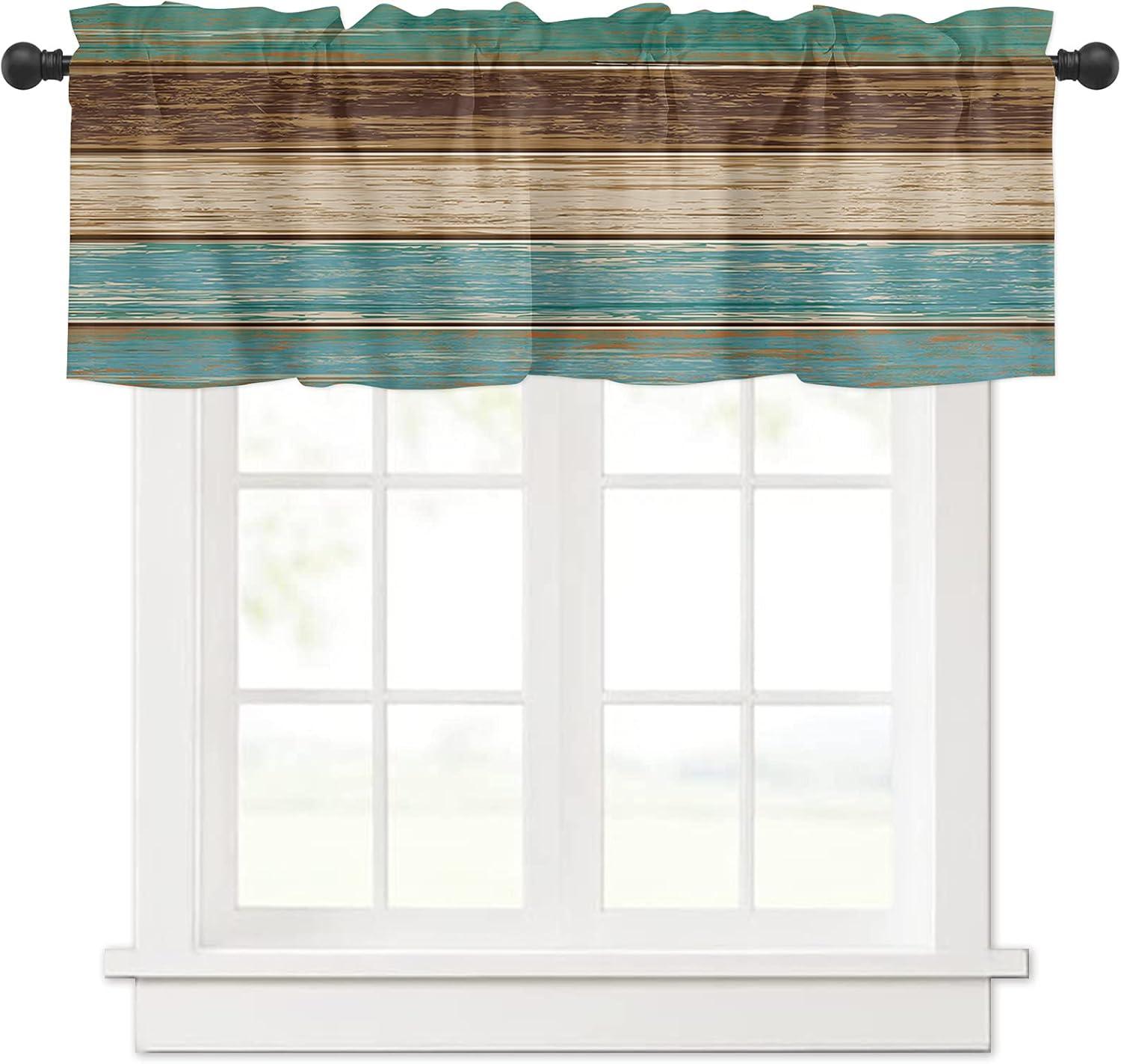 Teal Turquoise Curtain Valance for Windows/Living Room/Kitchen/Bathroom ...