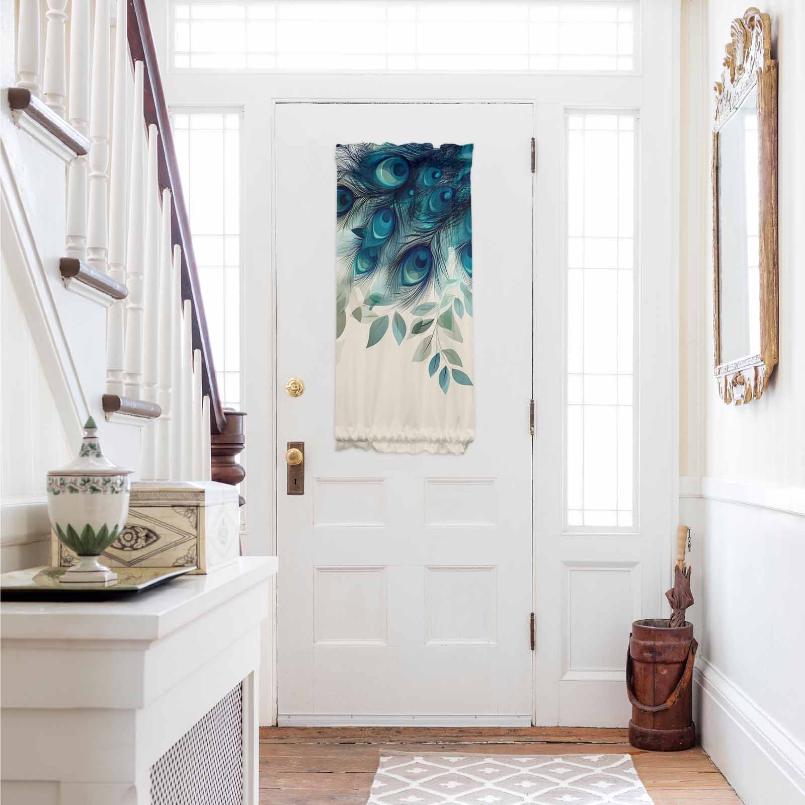 Teal Turquoise Door Curtains for Door Window, French Sidelight Front ...