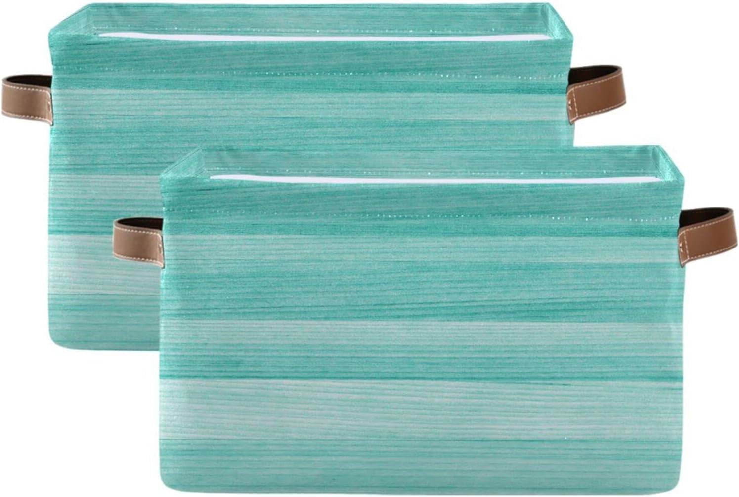 Teal Turquoise Green Wood Storage Basket Teal Storage Bin Collapsible ...