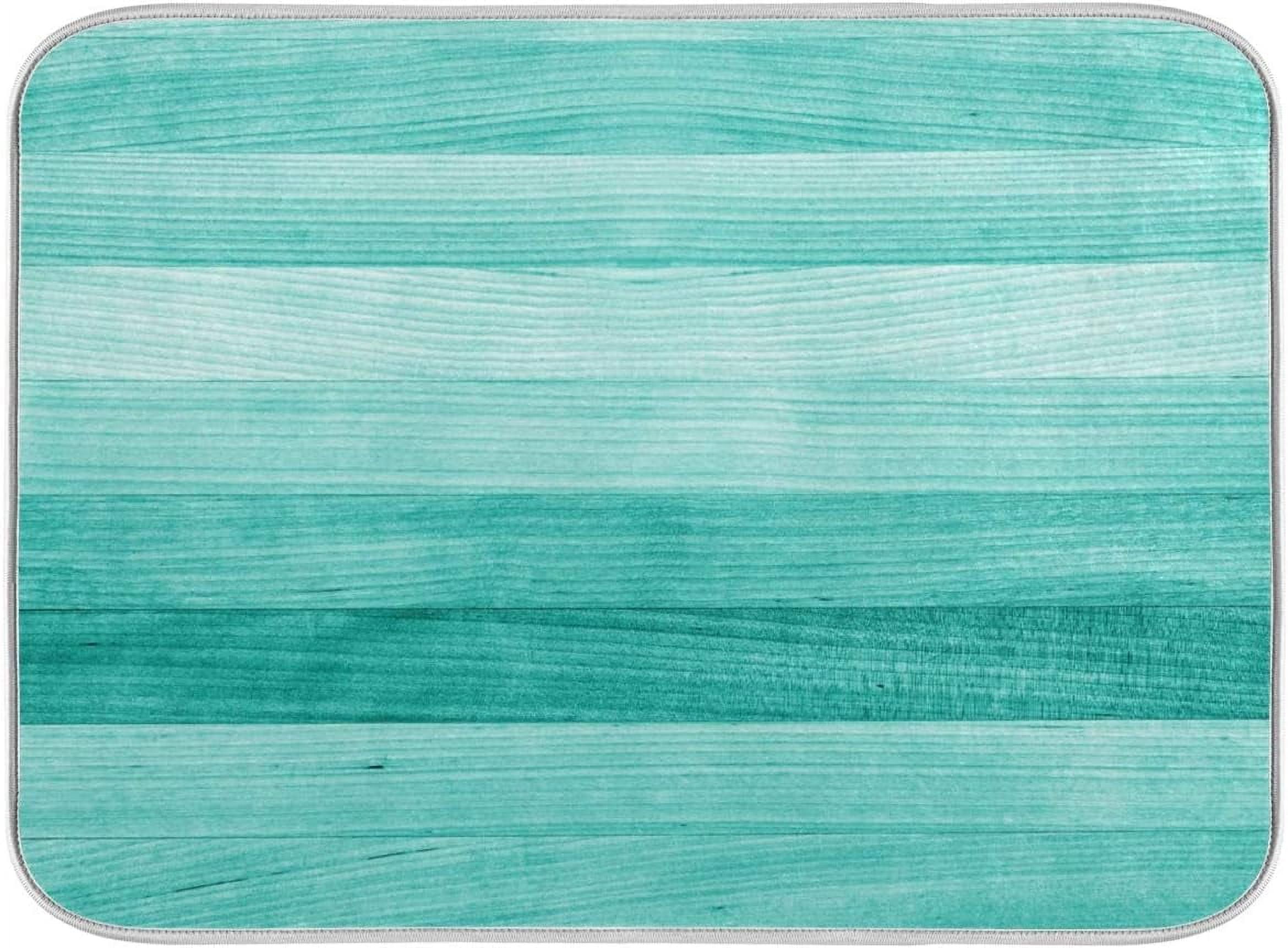 Teal Turquoise Green Wood Texture Dish Drying Mat 16x18 for Kitchen ...