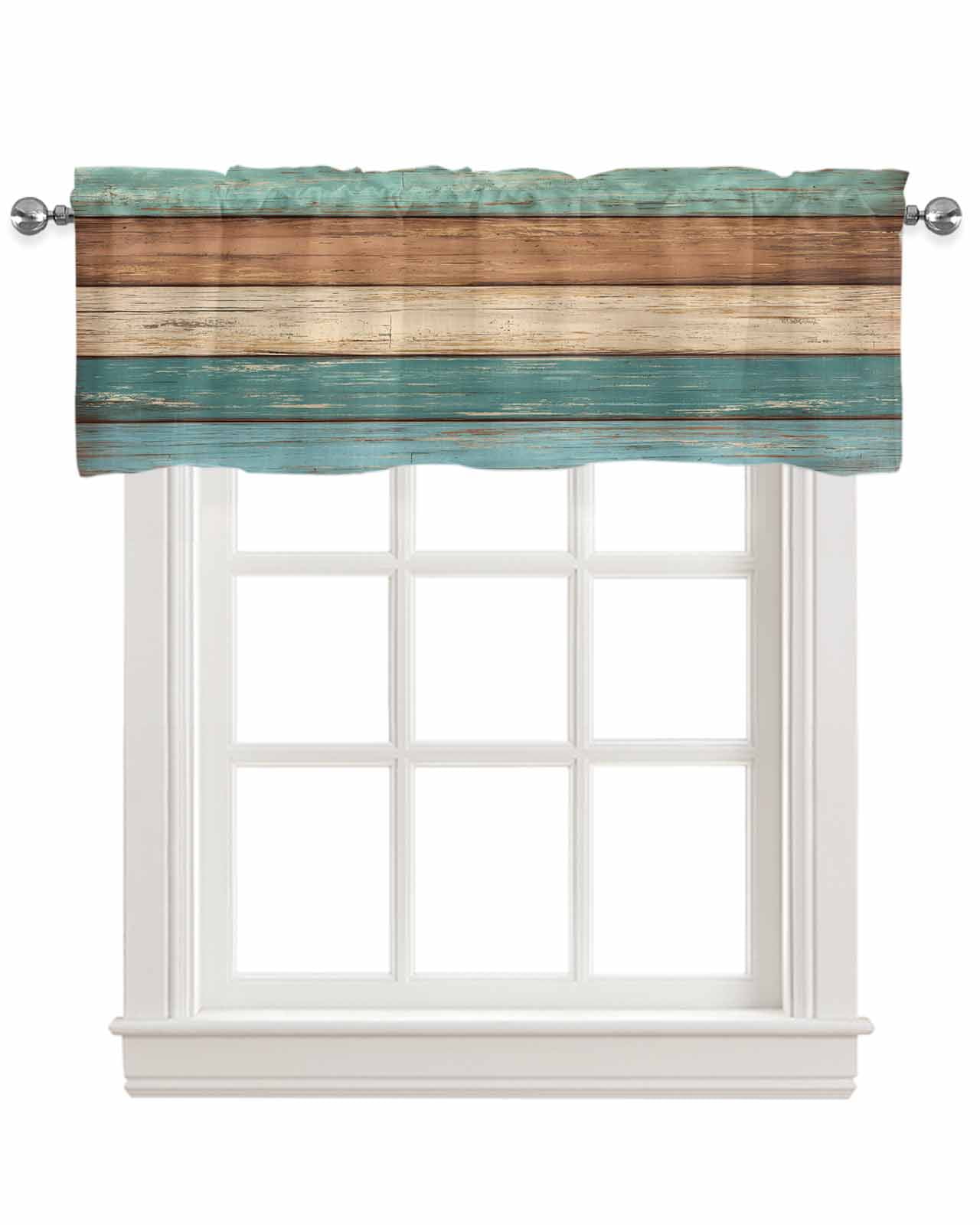 Teal Turquoise Kitchen Valances for Windows Farmhouse Linen Window ...
