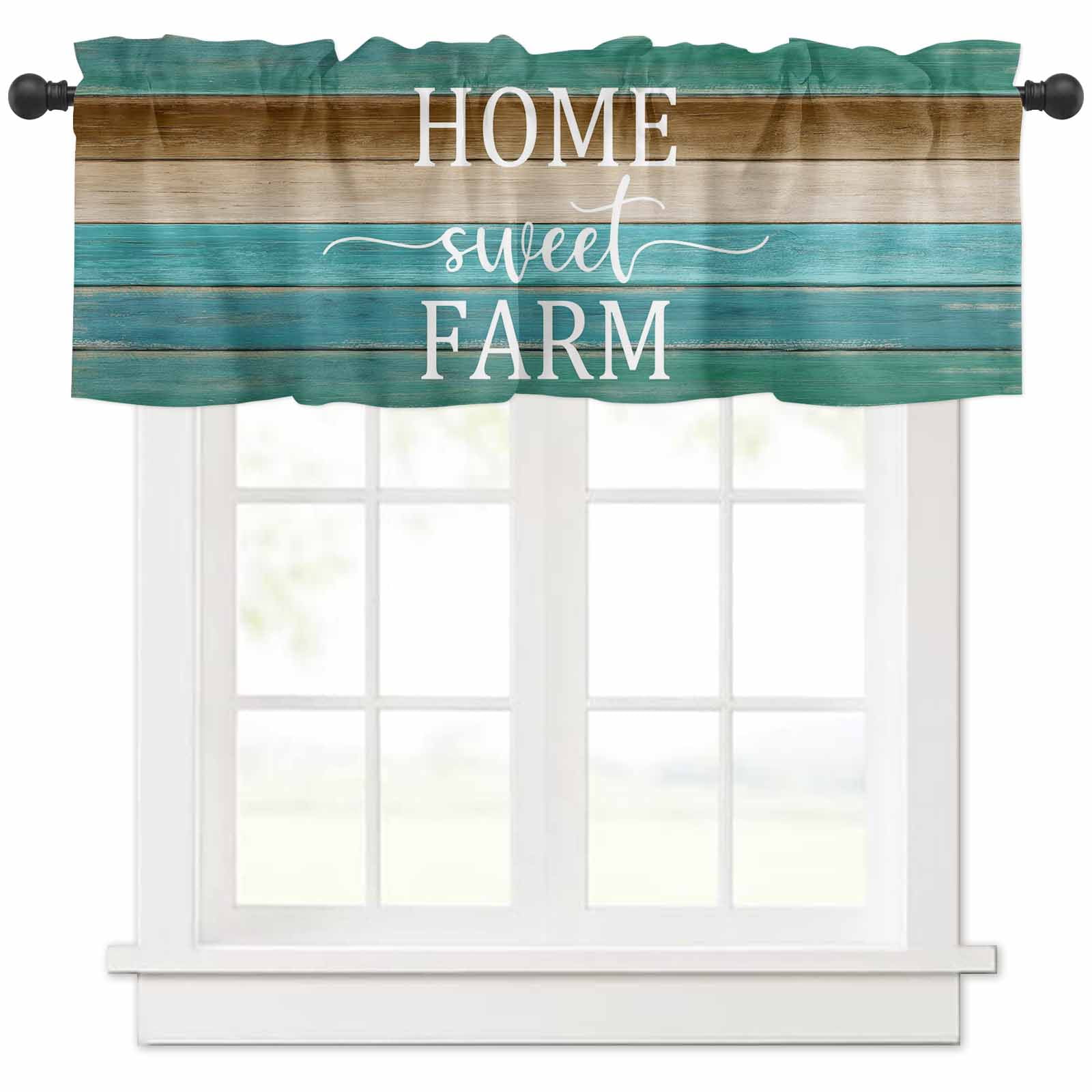 Teal Turquoise Valances for Windows Farmhouse Kitchen Curtains Valances ...